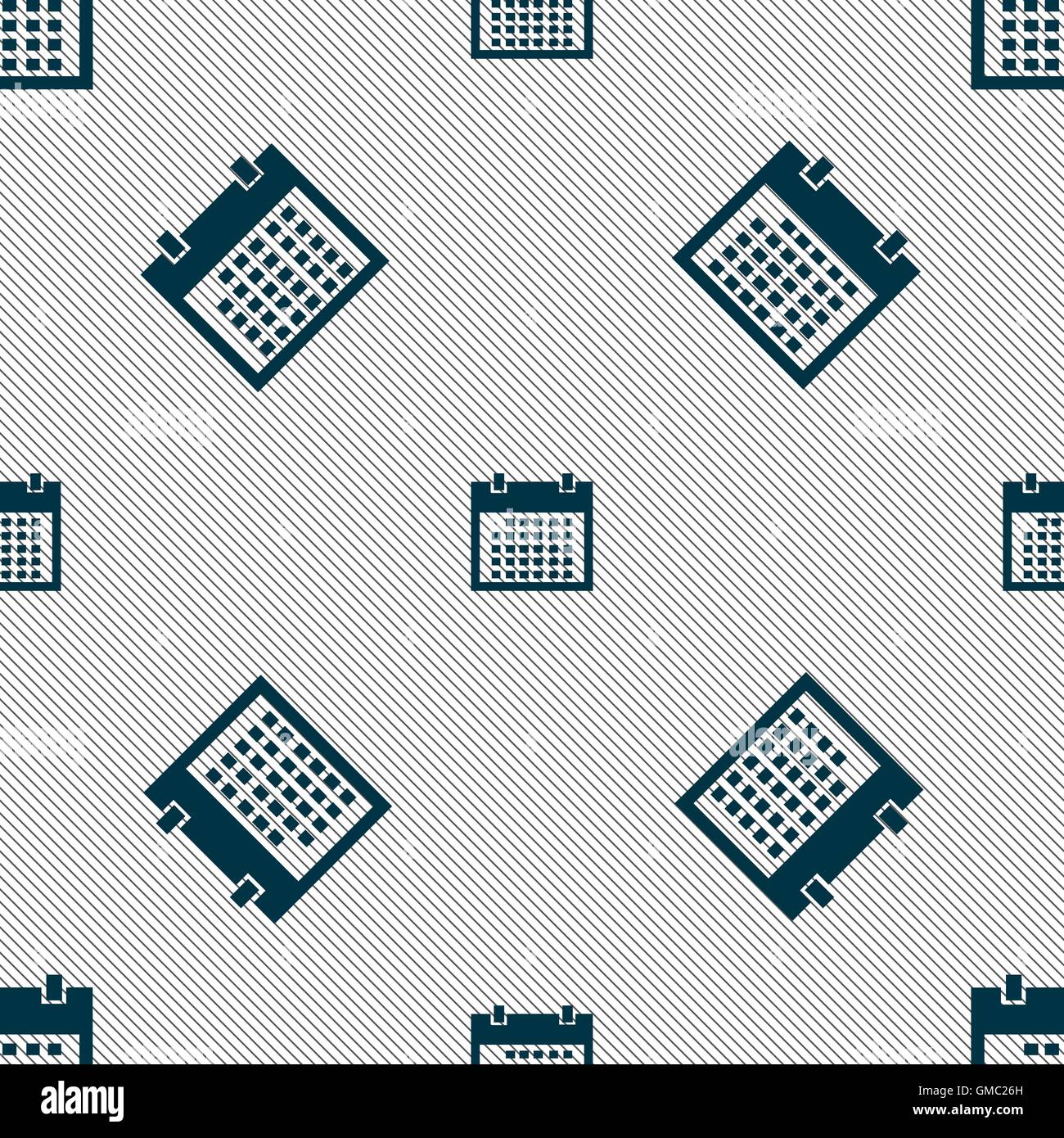Calendar sign icon. days month symbol. Date button. Seamless pattern ...