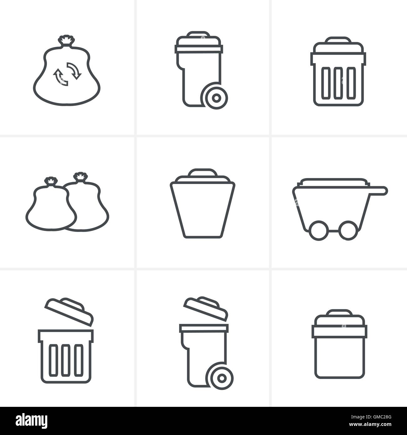Line Icons Style Garbage Icons Stock Vector Image & Art - Alamy
