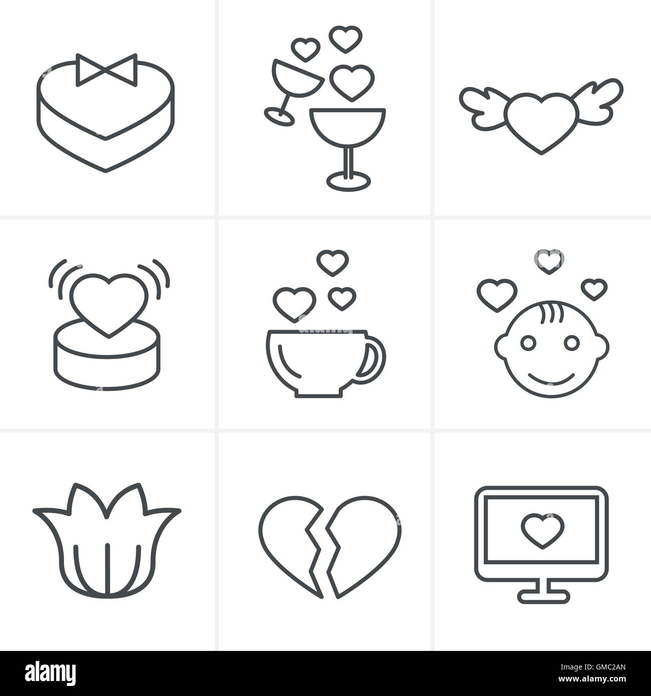 Set love valentine line Cut Out Stock Images & Pictures - Alamy