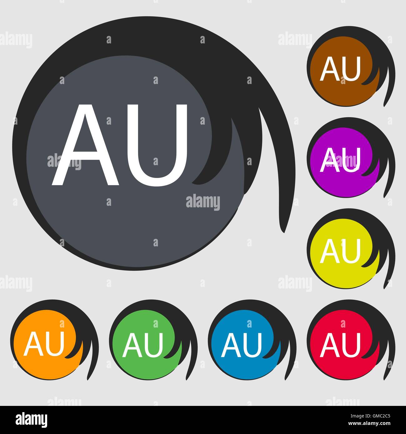 australia sign icon. Symbols on eight colored buttons. Vector Stock ...
