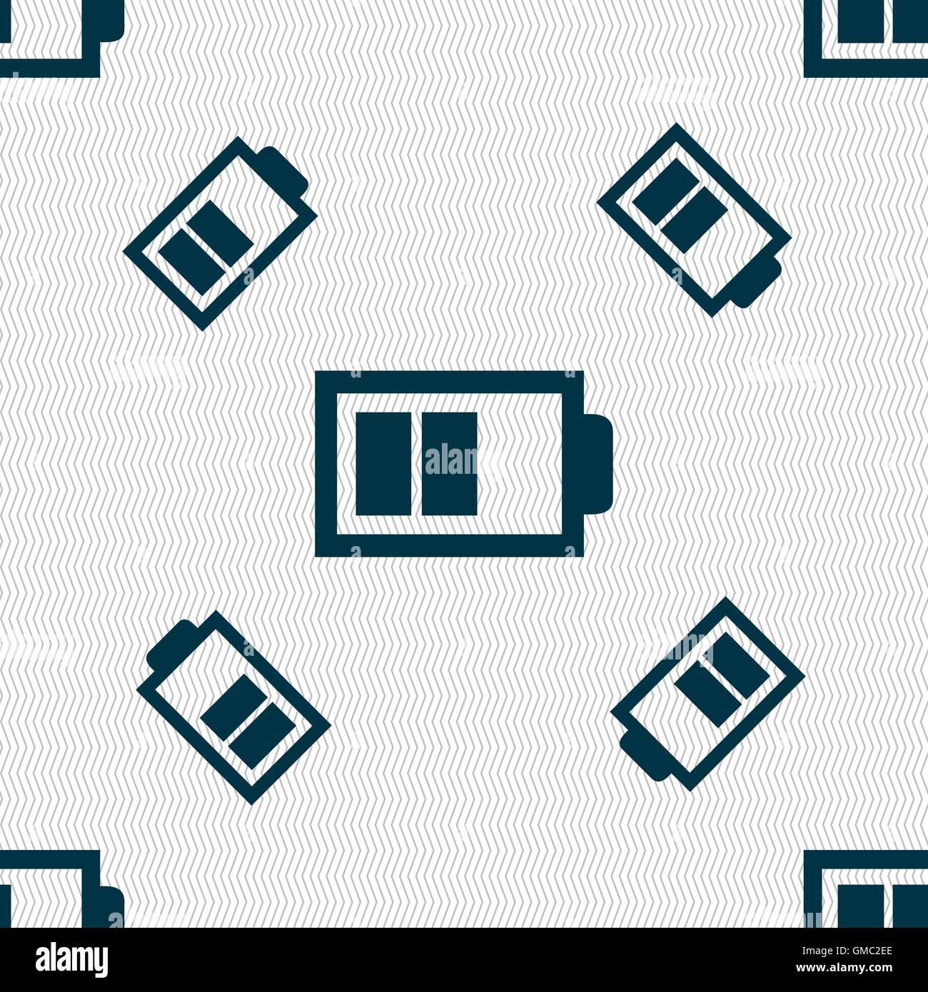 Battery half level sign icon. Low electricity symbol. Seamless pattern ...