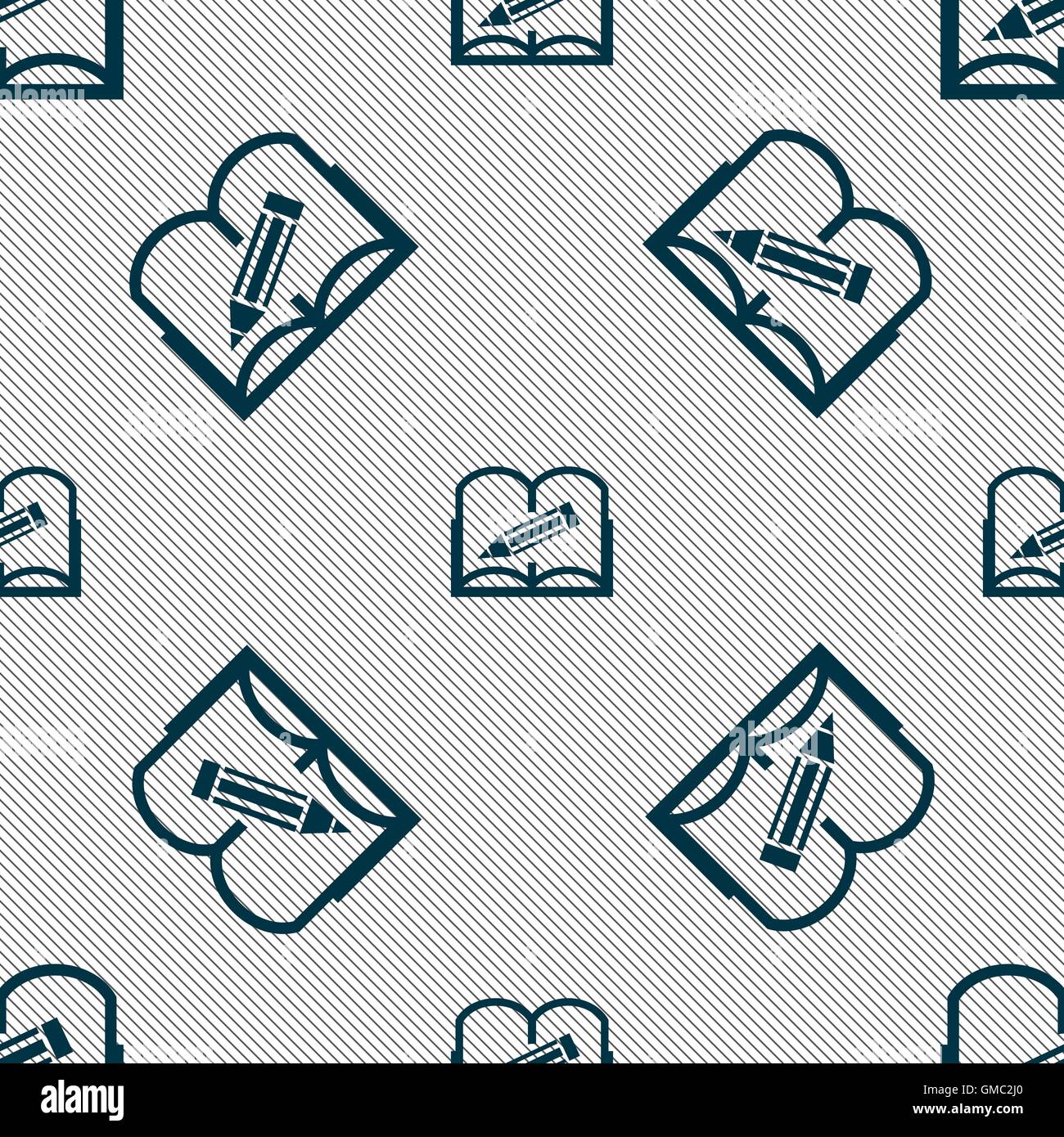 Book sign icon. Open book symbol. Seamless pattern with geometric ...
