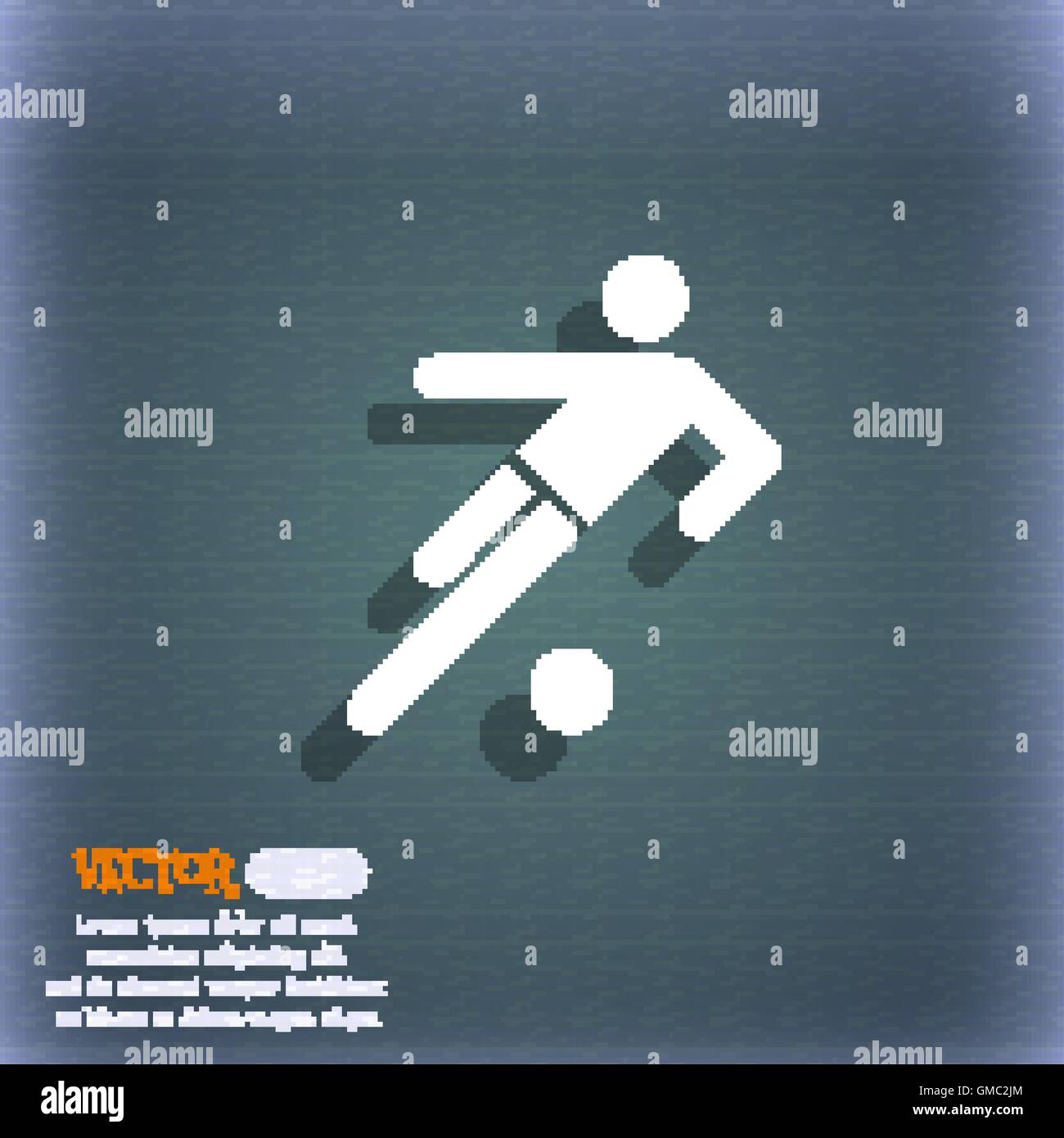 football player icon. On the blue-green abstract background with shadow ...