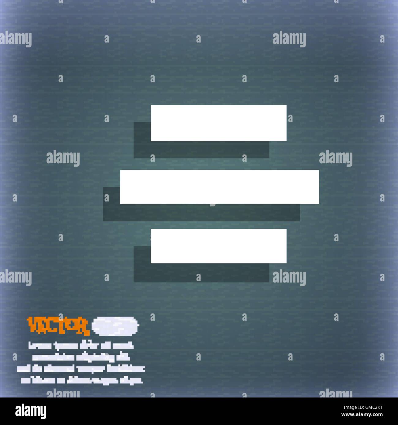 Center alignment icon sign. On the blue-green abstract background with ...