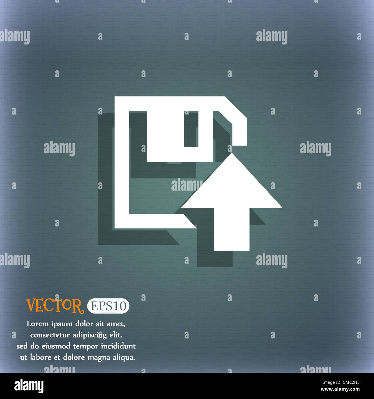 floppy icon. Flat modern design. On the blue-green abstract background ...