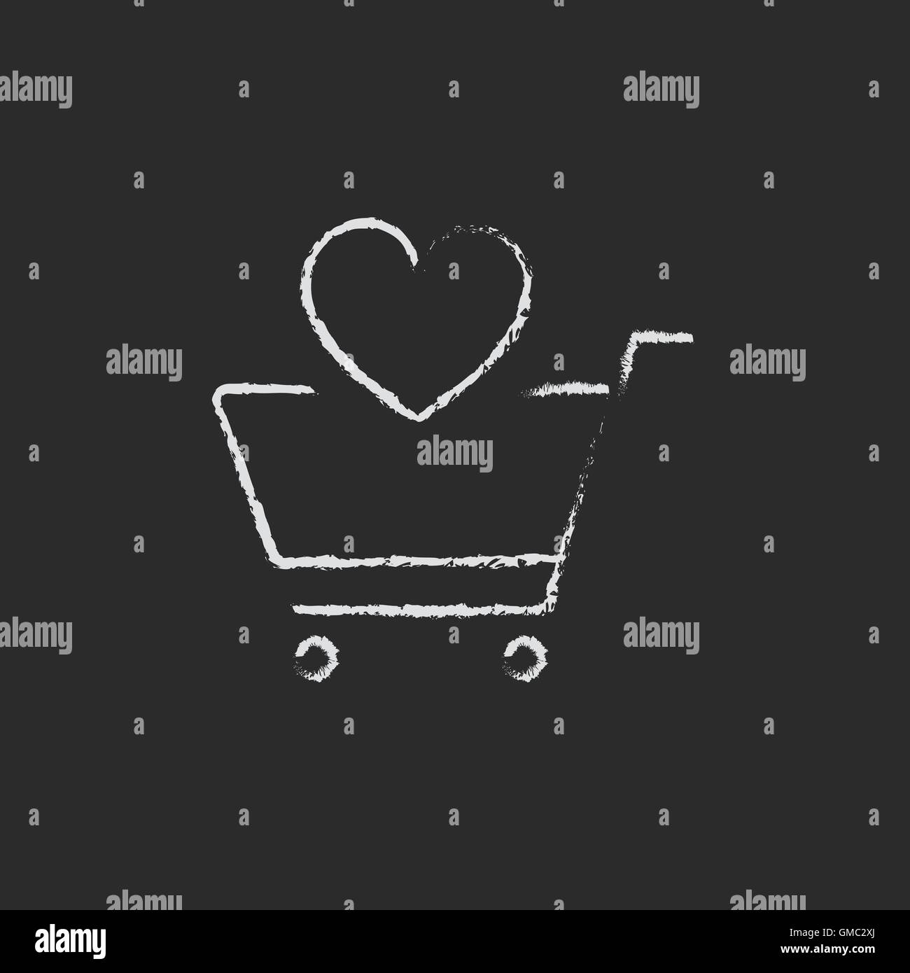 Shopping cart with heart icon drawn in chalk Stock Vector Image & Art ...