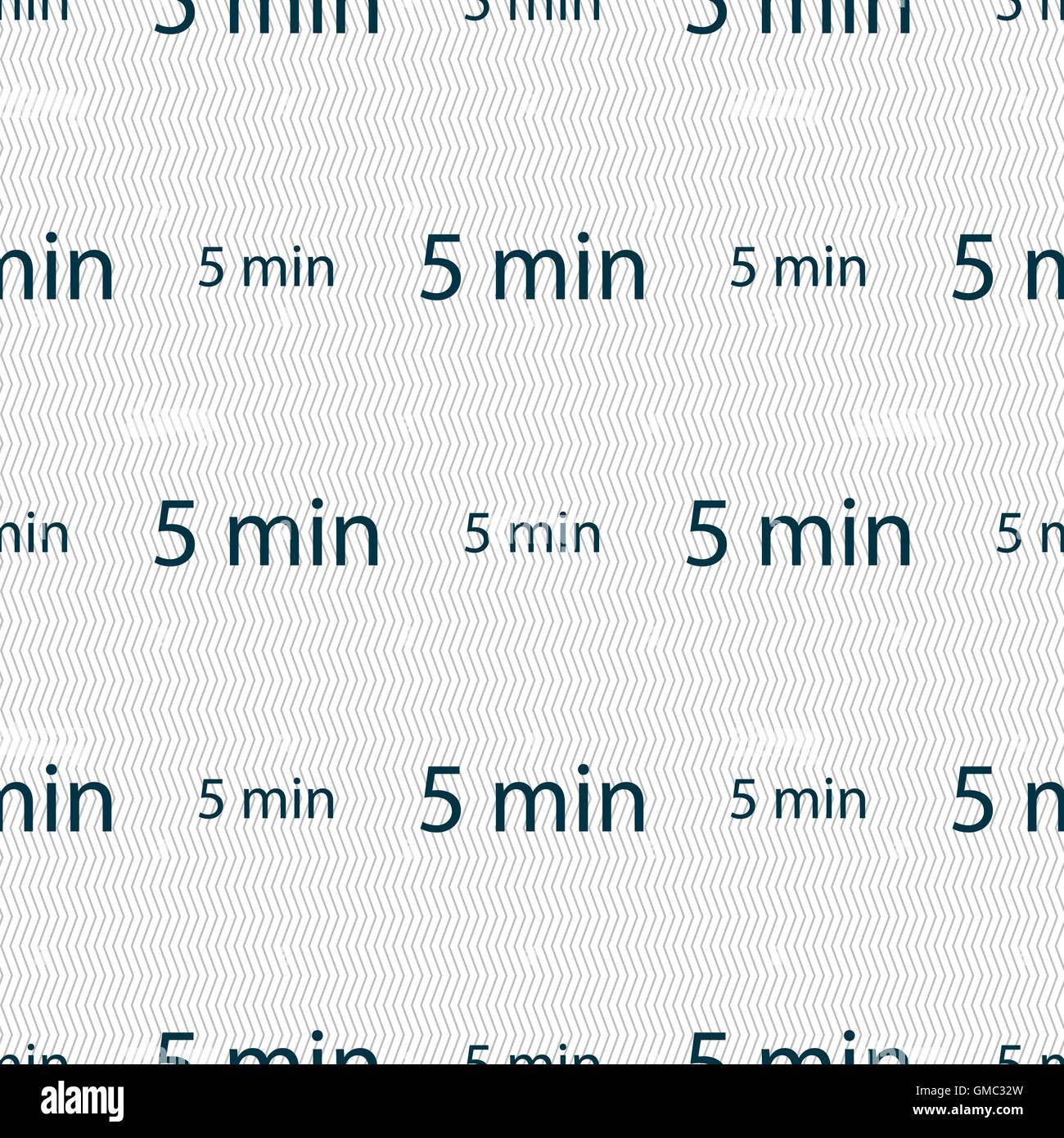 Five minutes sign icon. Seamless abstract background with geometric ...