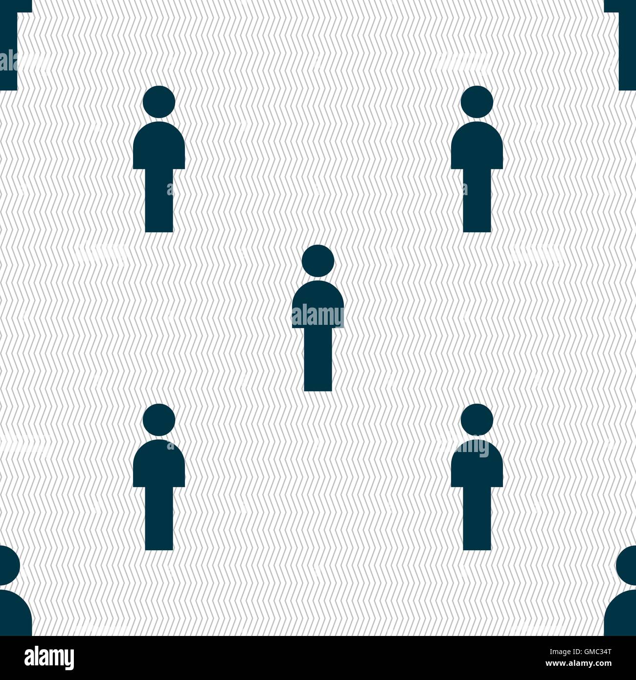 Human sign icon. Man Person symbol. Male toilet. Seamless abstract ...