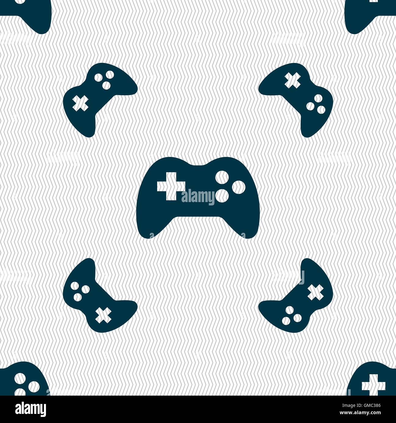 Joystick sign icon. Video game symbol. Seamless pattern with geometric ...