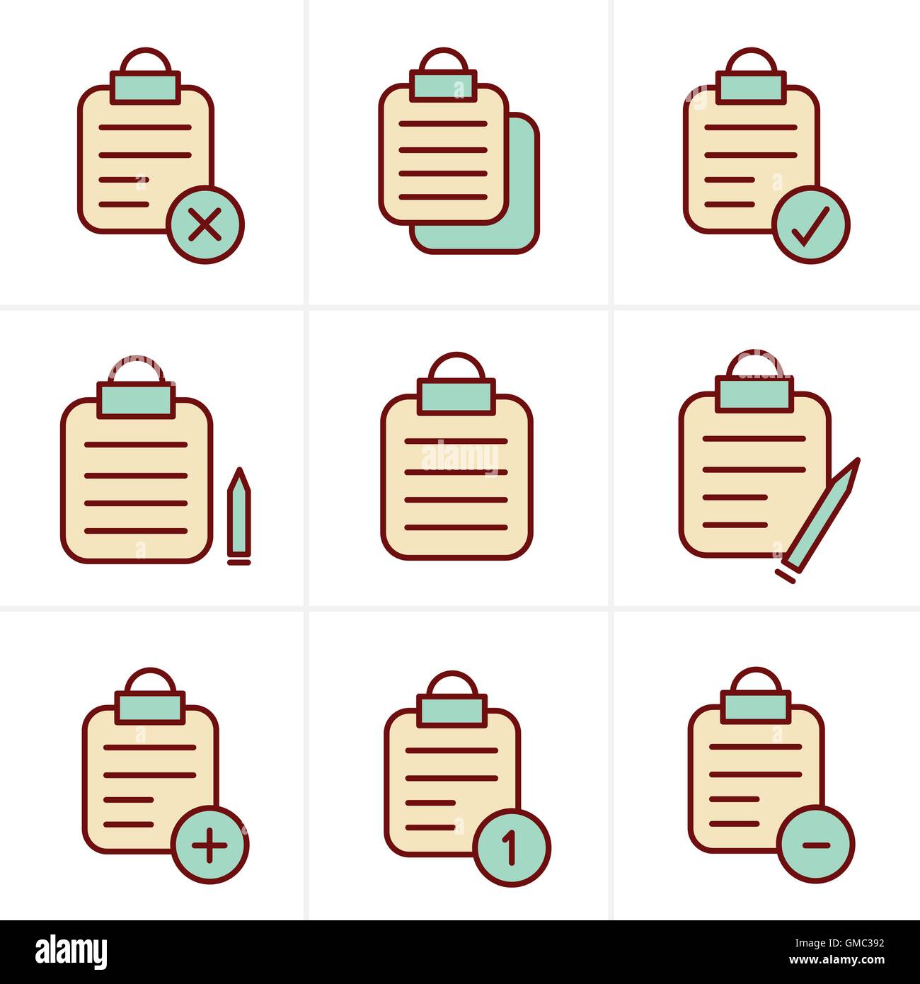Icons Style Vector isolated clipboard, list icons set Stock Vector Image & Art - Alamy