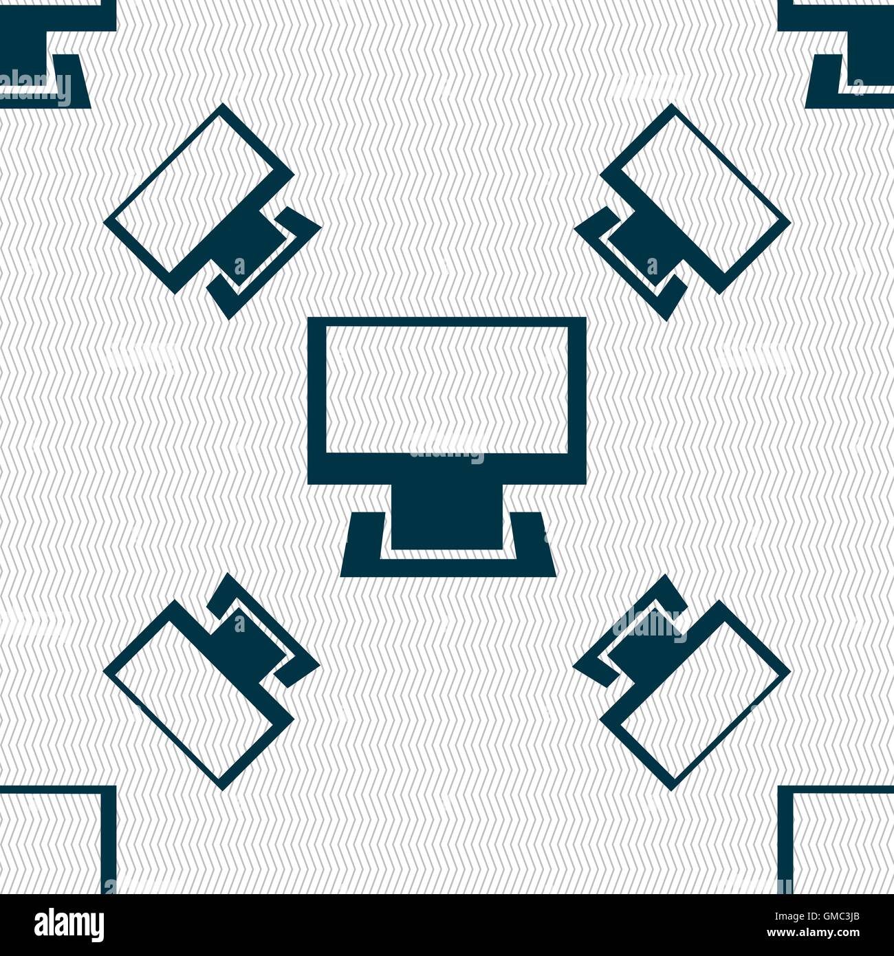 Computer widescreen monitor sign icon. Seamless pattern with geometric ...
