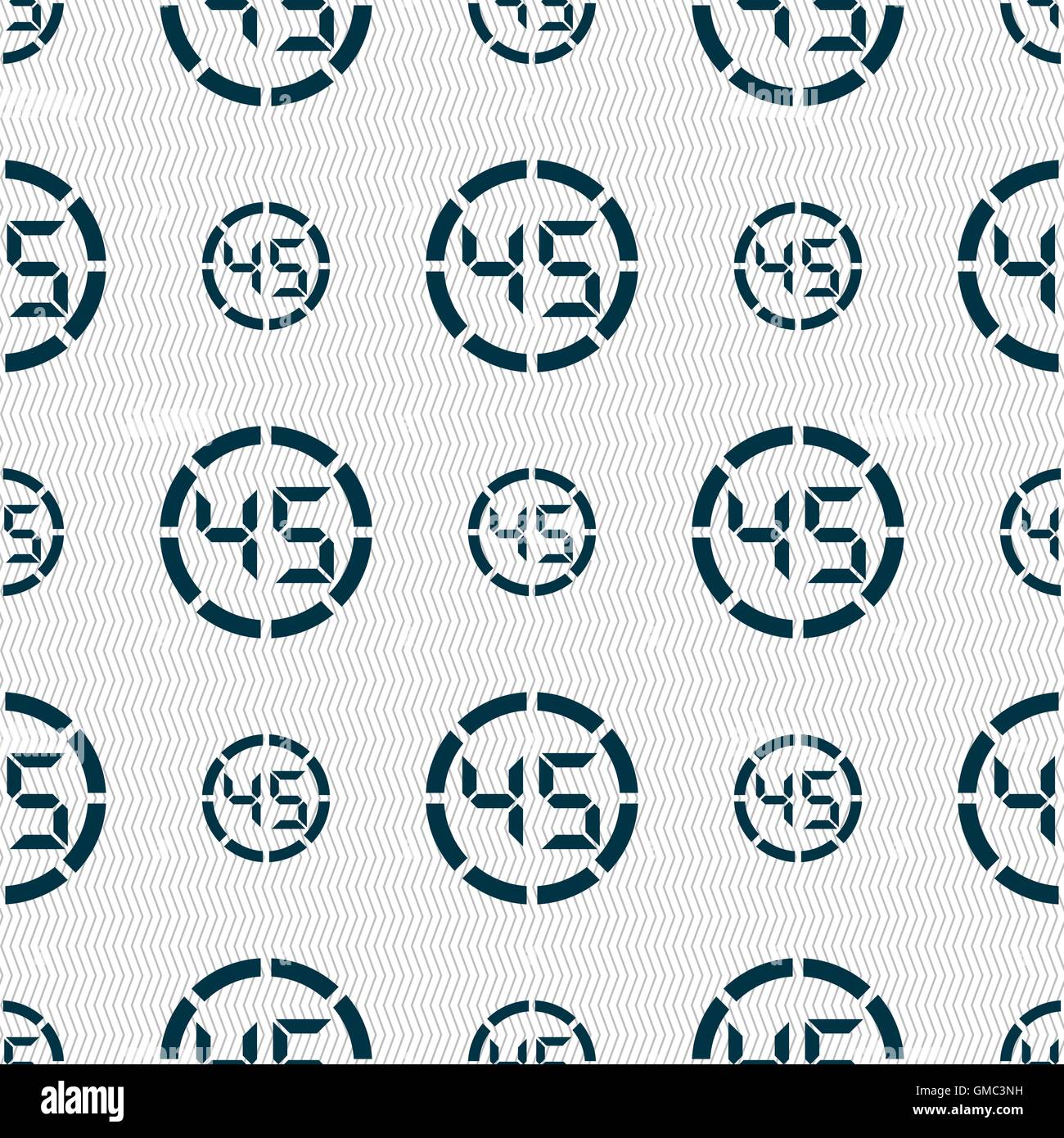 45 second stopwatch icon sign. Seamless abstract background with ...
