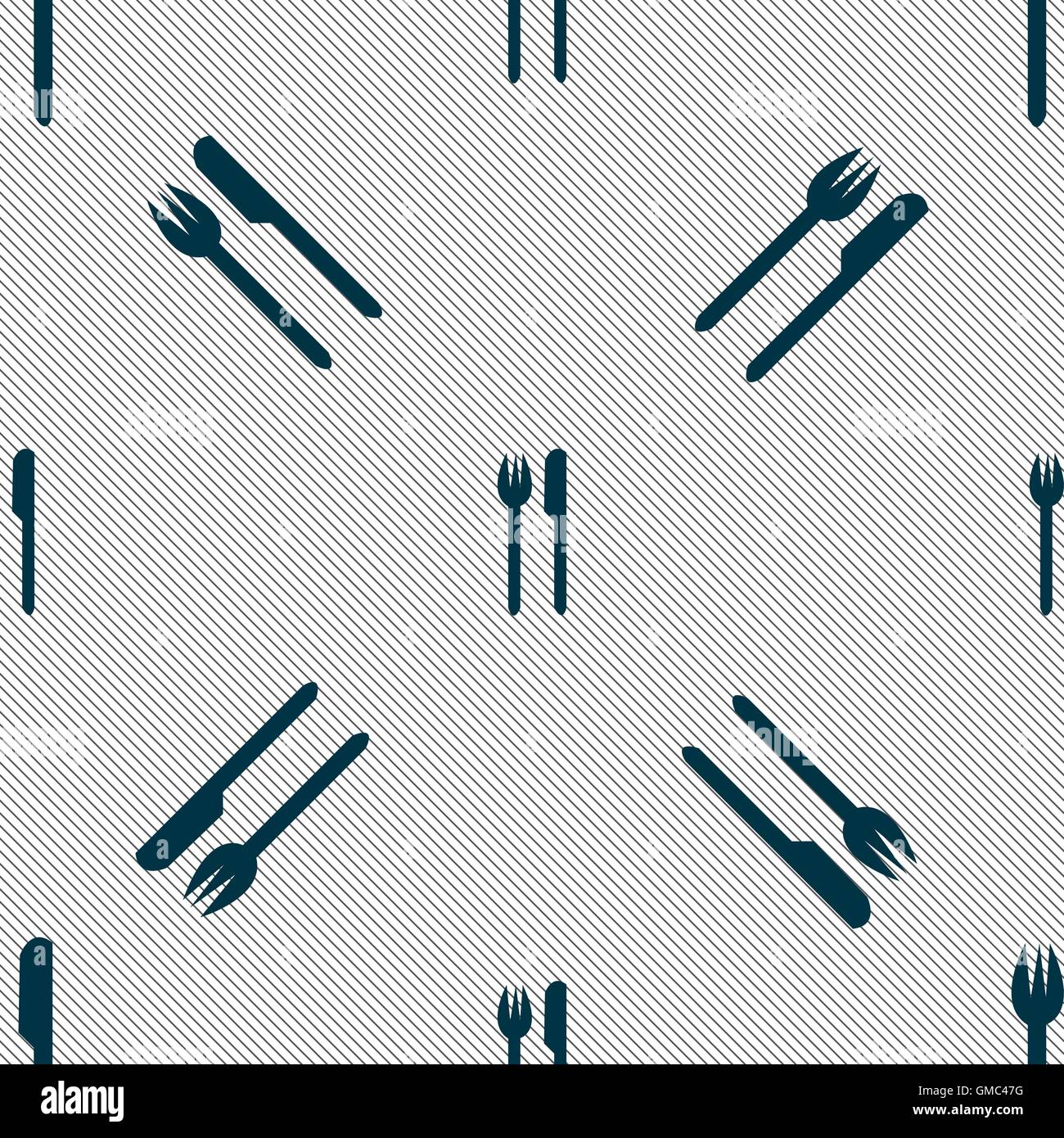 Eat sign icon. Cutlery symbol. Fork and knife. Seamless pattern with ...