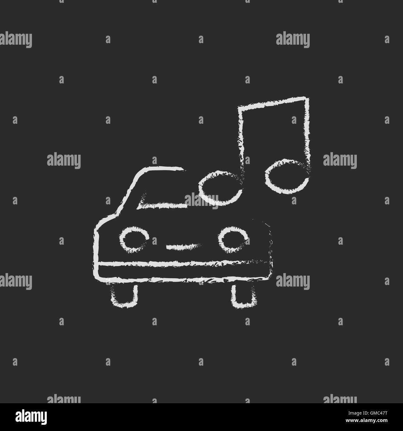 Car with music note icon drawn in chalk Stock Vector Image & Art - Alamy