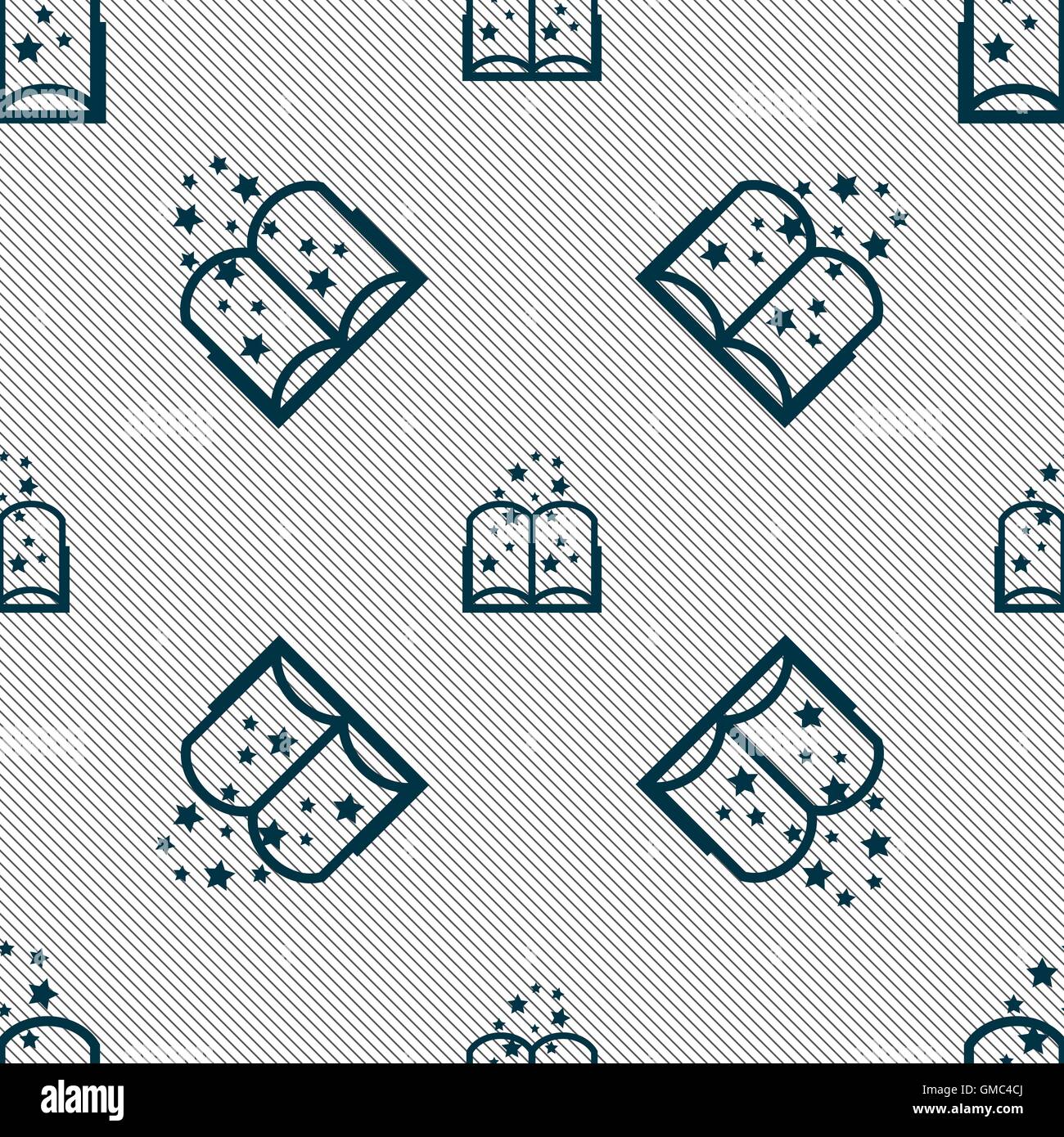 Magic Book sign icon. Open book symbol. Seamless pattern with geometric ...