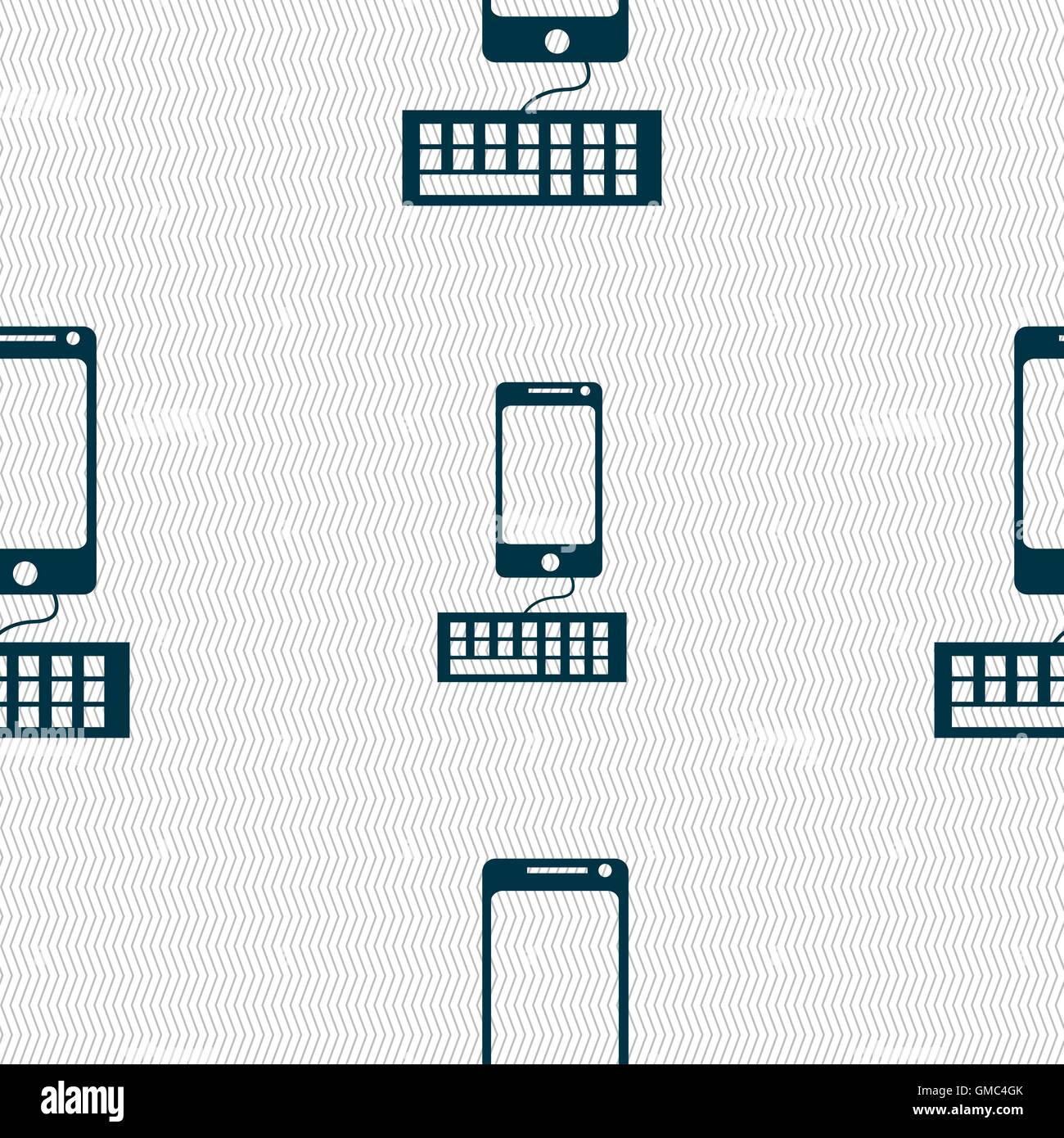 Computer keyboard and smatphone Icon. Seamless abstract background with geometric shapes. Vector ...