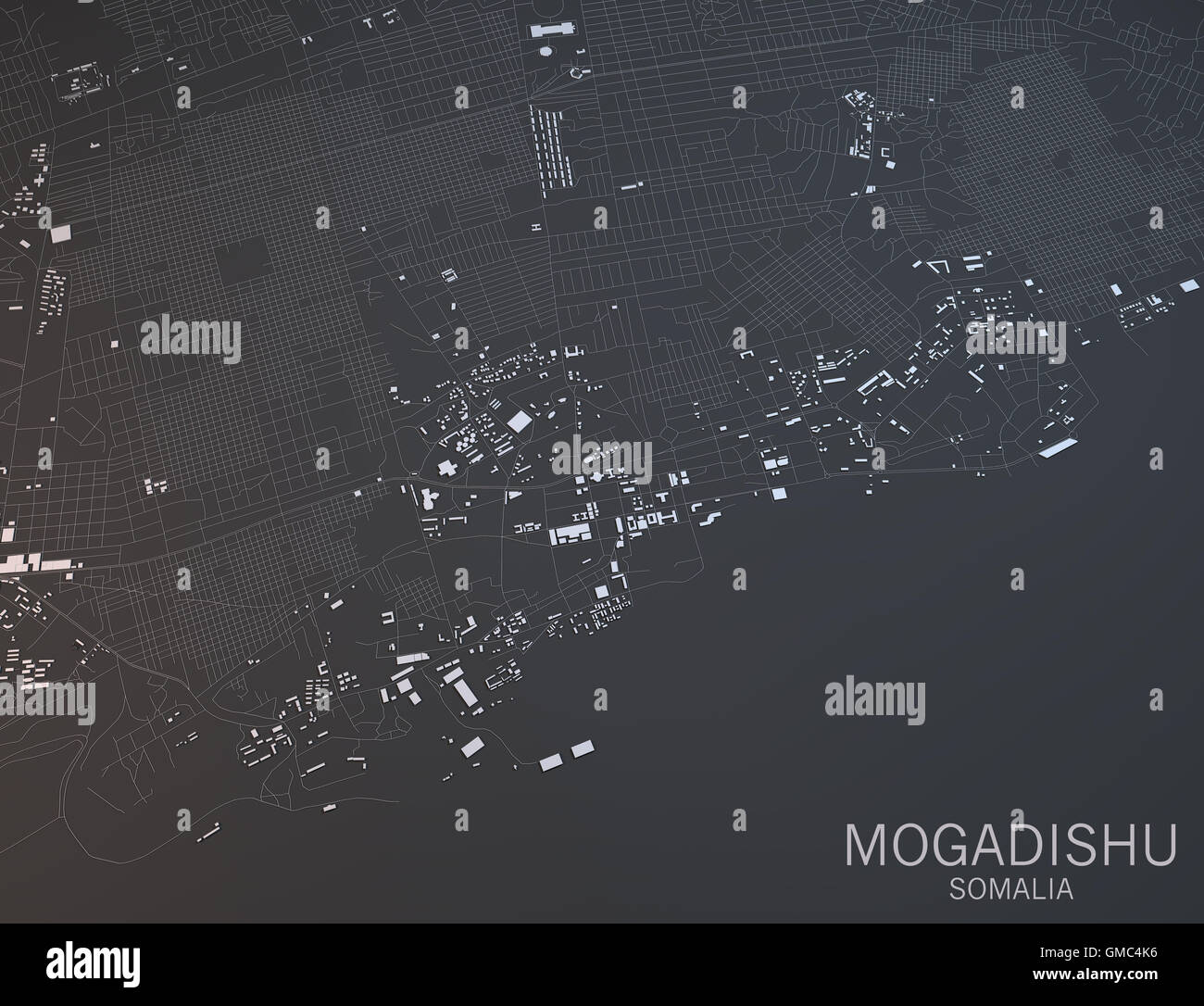 Map of Mogadishu, Somalia. Map of Mogadishu, satellite view, city ...