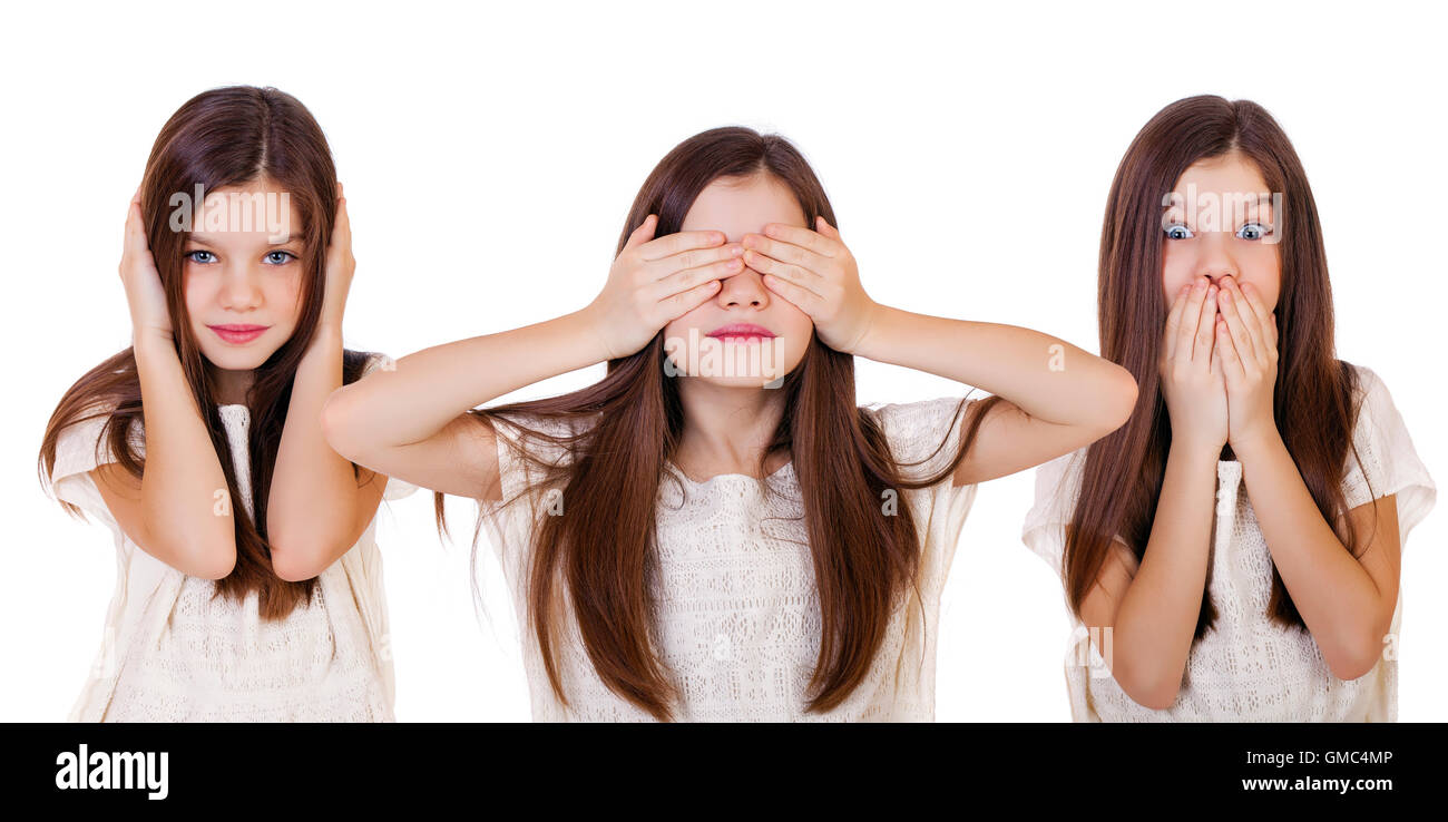 See No Evil, Hear No Evil, I do not say anything, isolated on white ...