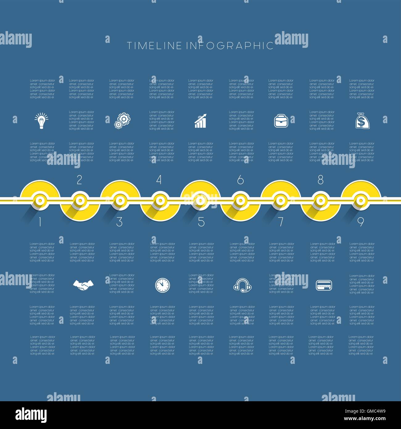 Timeline Infographic template nine positions Stock Vector Image & Art ...