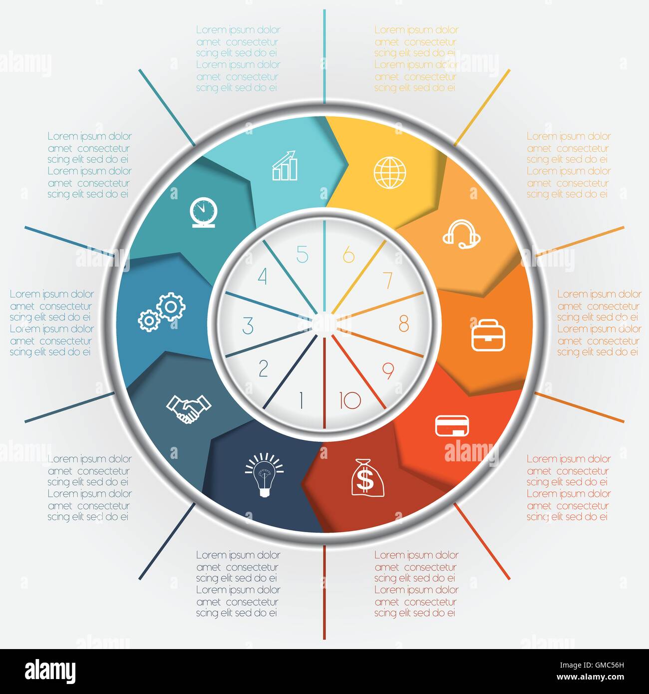 Template for Infographics business conceptual cyclic processes, colour ...