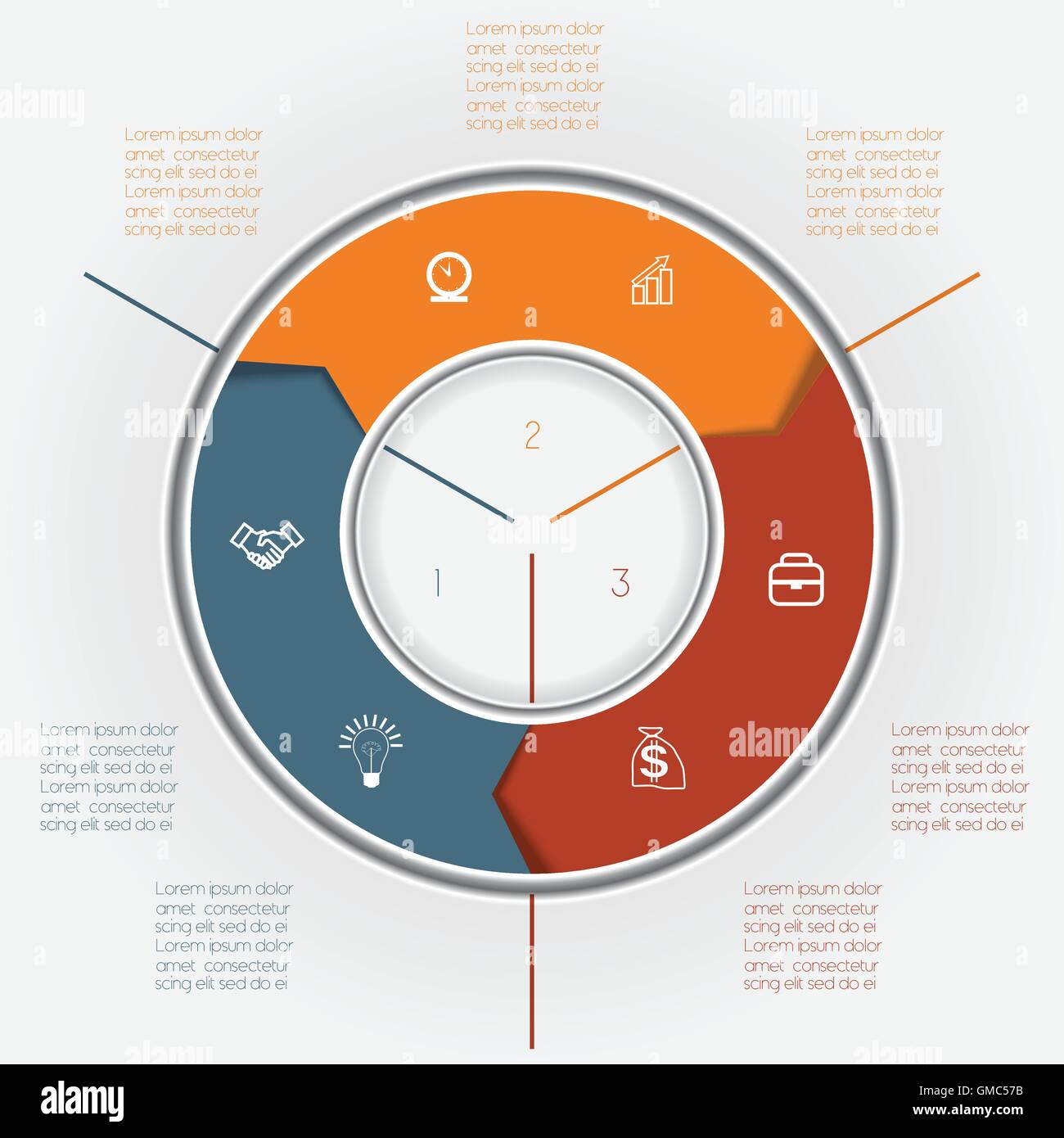 Template for Infographics business conceptual cyclic processes, colour ...