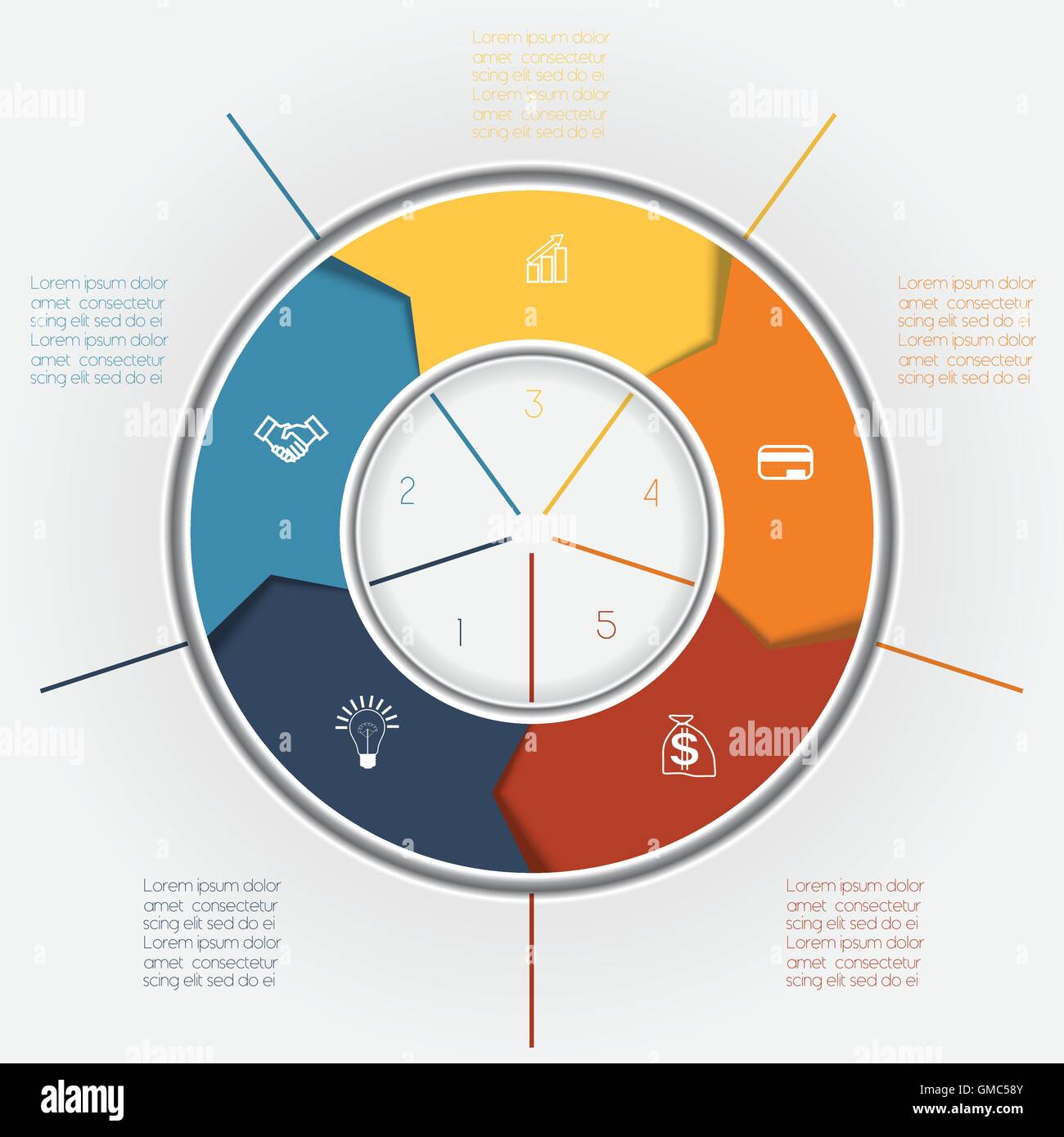 Template for Infographics business conceptual cyclic processes, colour ...