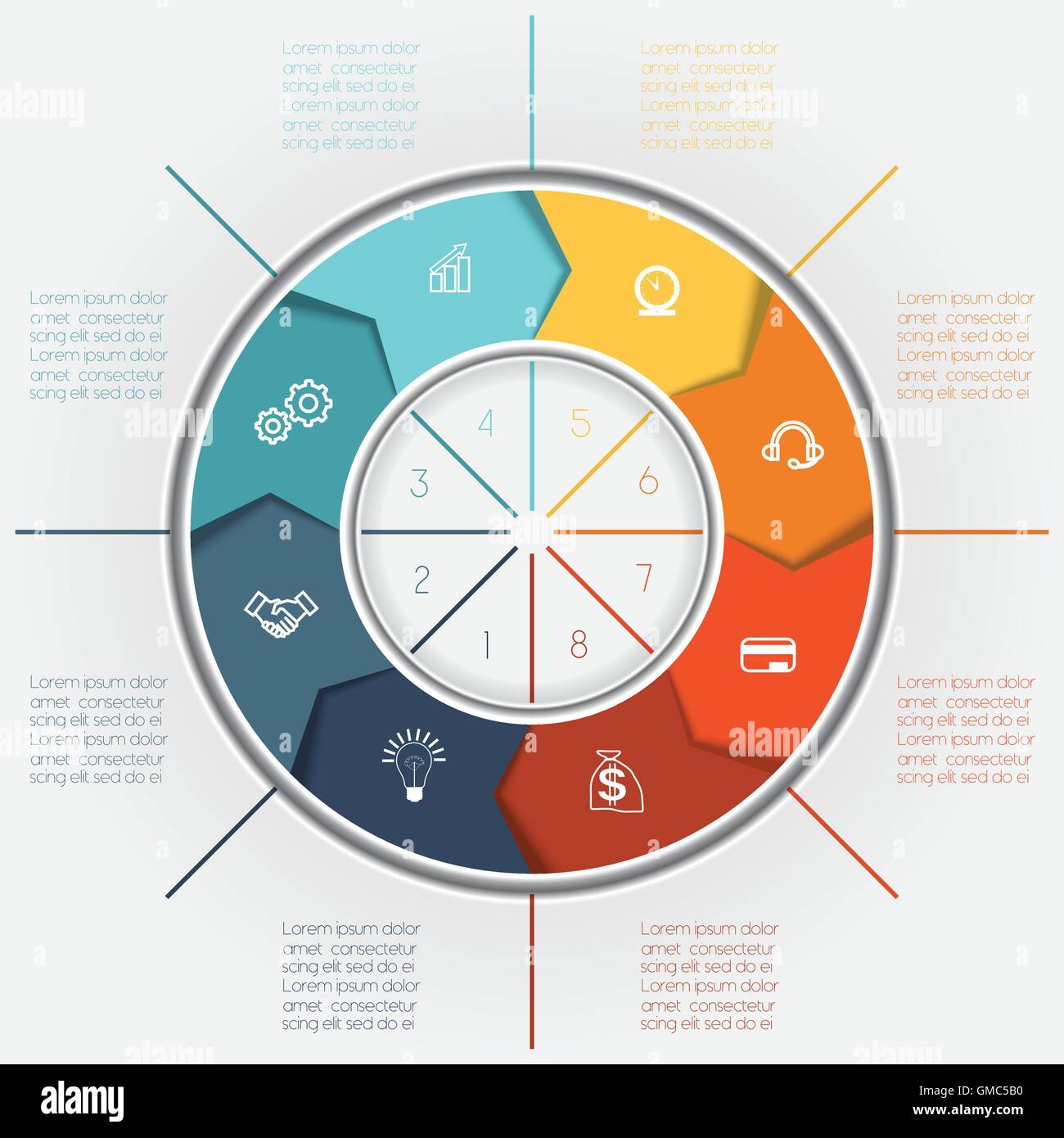 Template for Infographics business conceptual cyclic processes, colour ...