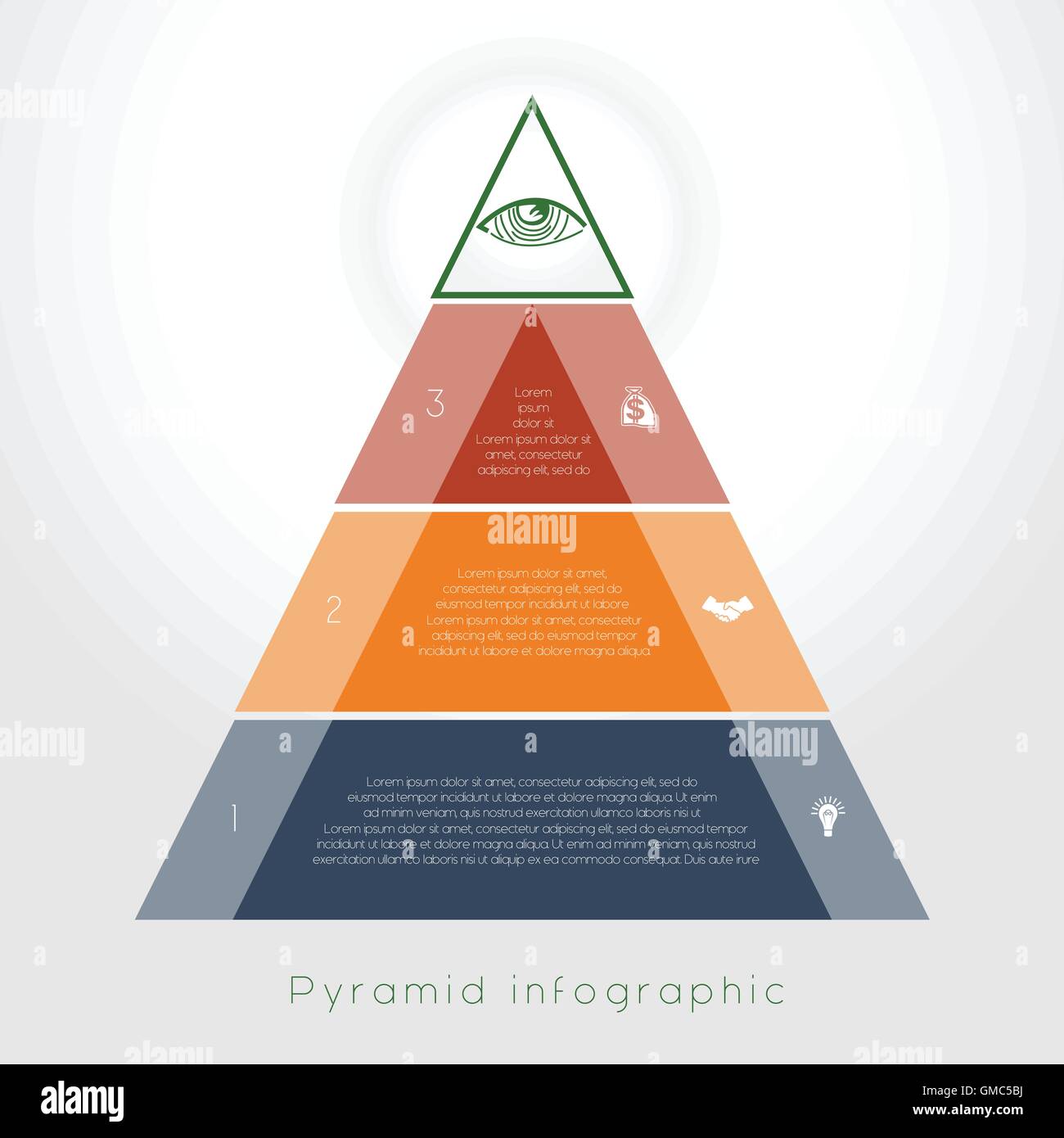 Template Infographic business process colorful pyramid for three text ...
