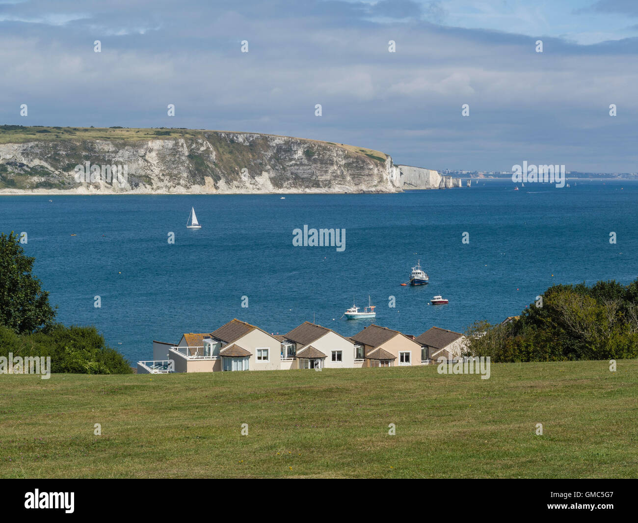 View across Swanage Bay to Ballard Down, Dorset, UK Stock Photo - Alamy