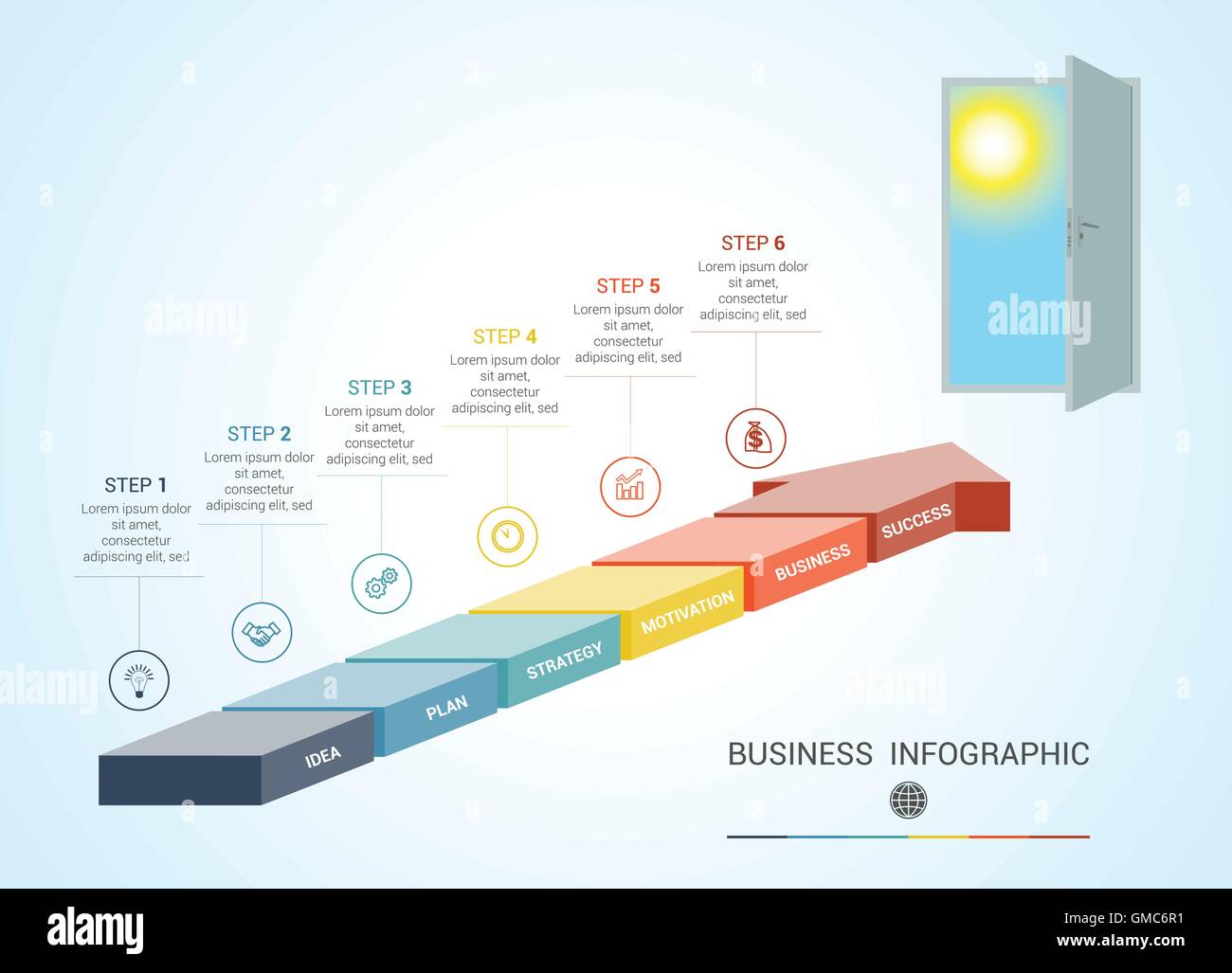 Template from parts colored arrows, Conceptual infographics numbered ...