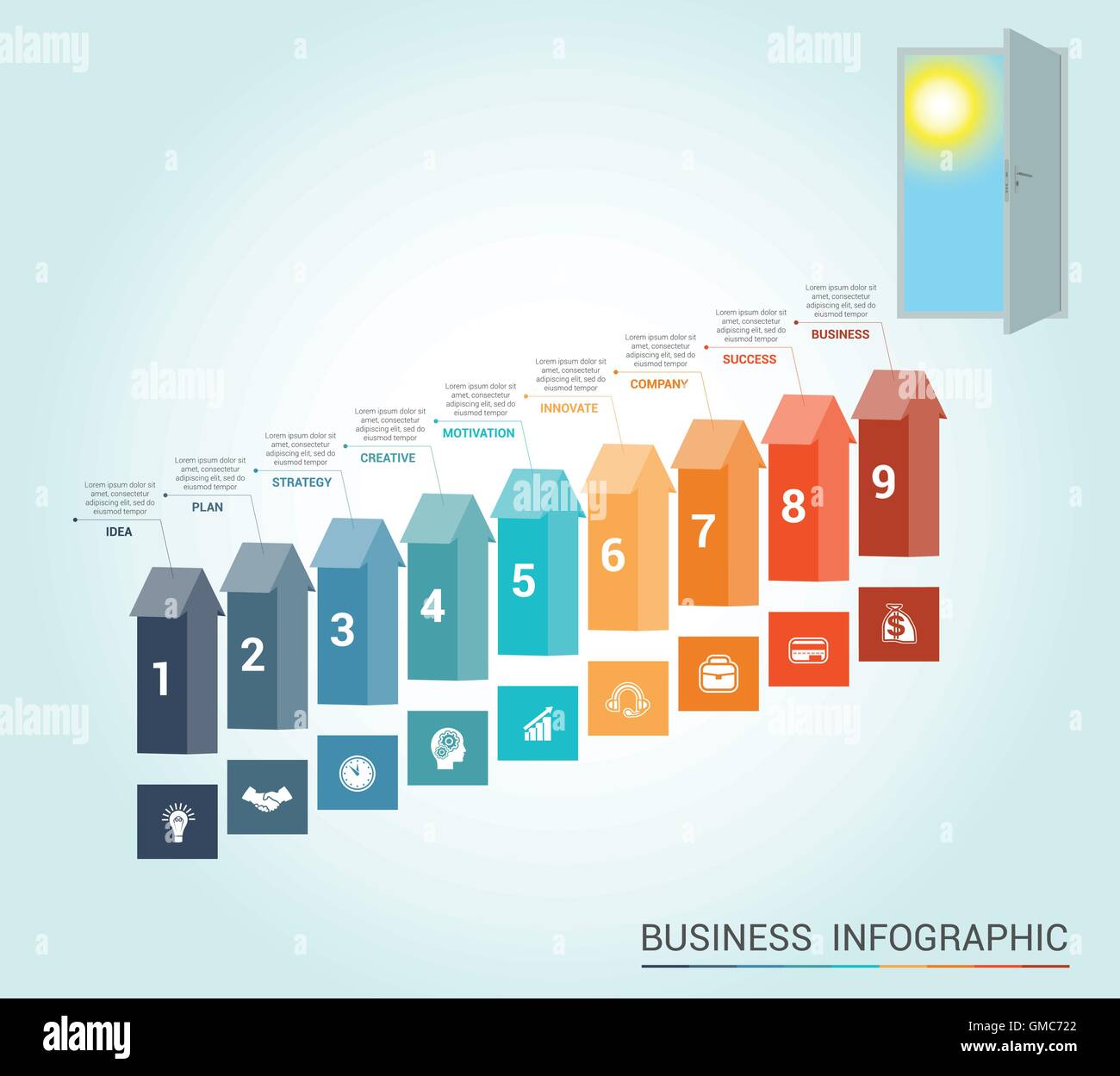 9 step infographic Stock Vector Images - Alamy