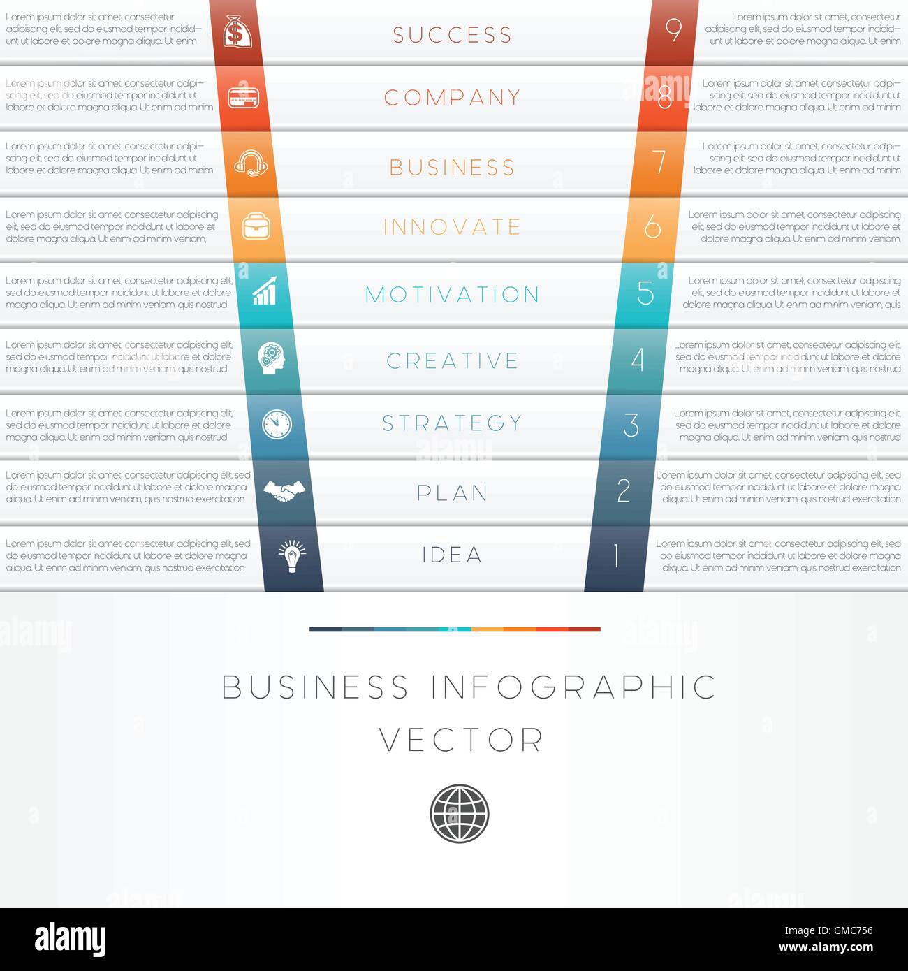 Vector illustration template of business infographic numbered nine ...