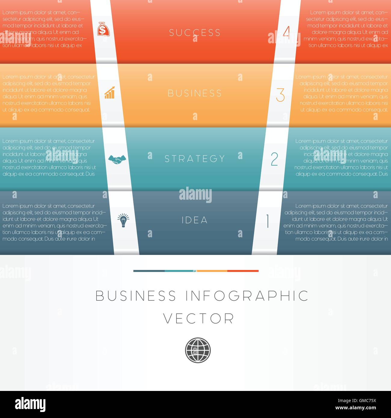 Colour strips vector illustration template of business infographic ...