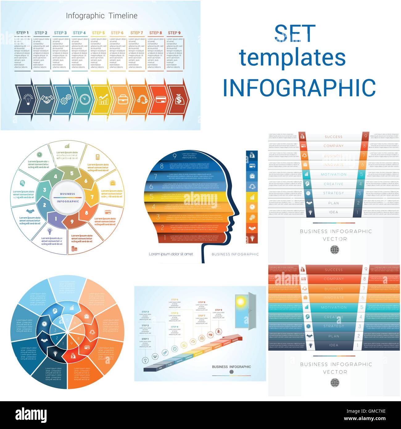 Template infographic concept business steps 9 hi-res stock photography ...