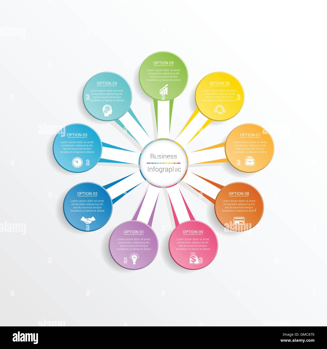 Infographic design template business concept for nine position, steps ...