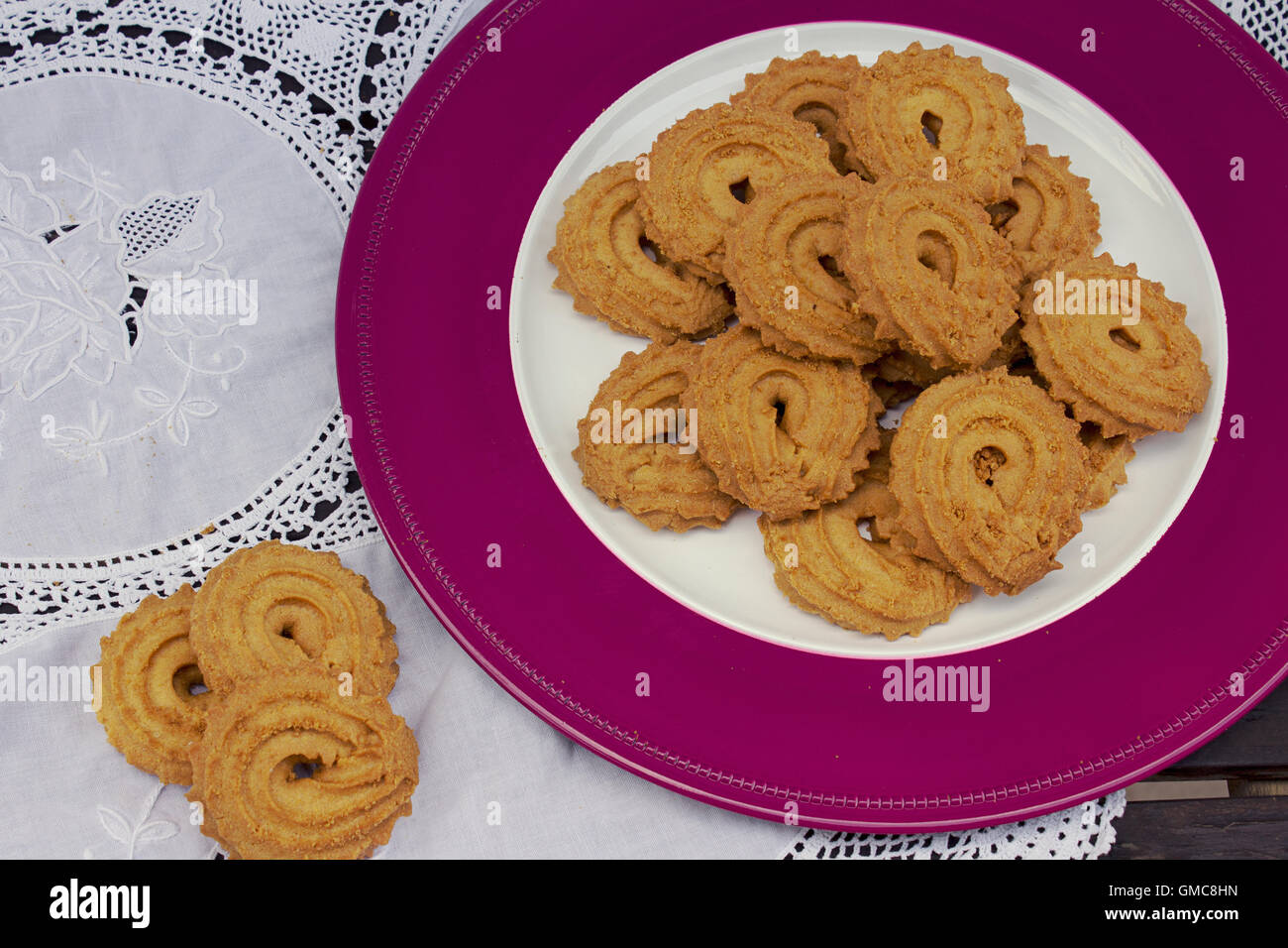 Collection of sweet butter biscuits known as 'Melighe' for tea time ...
