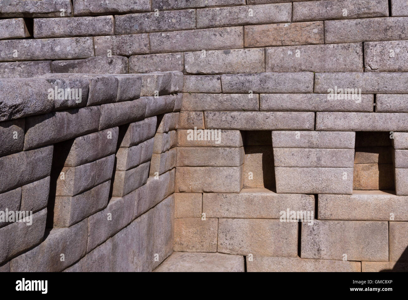 Machu Pichu, Peru - May 16 : Stone work used in the construction of ...