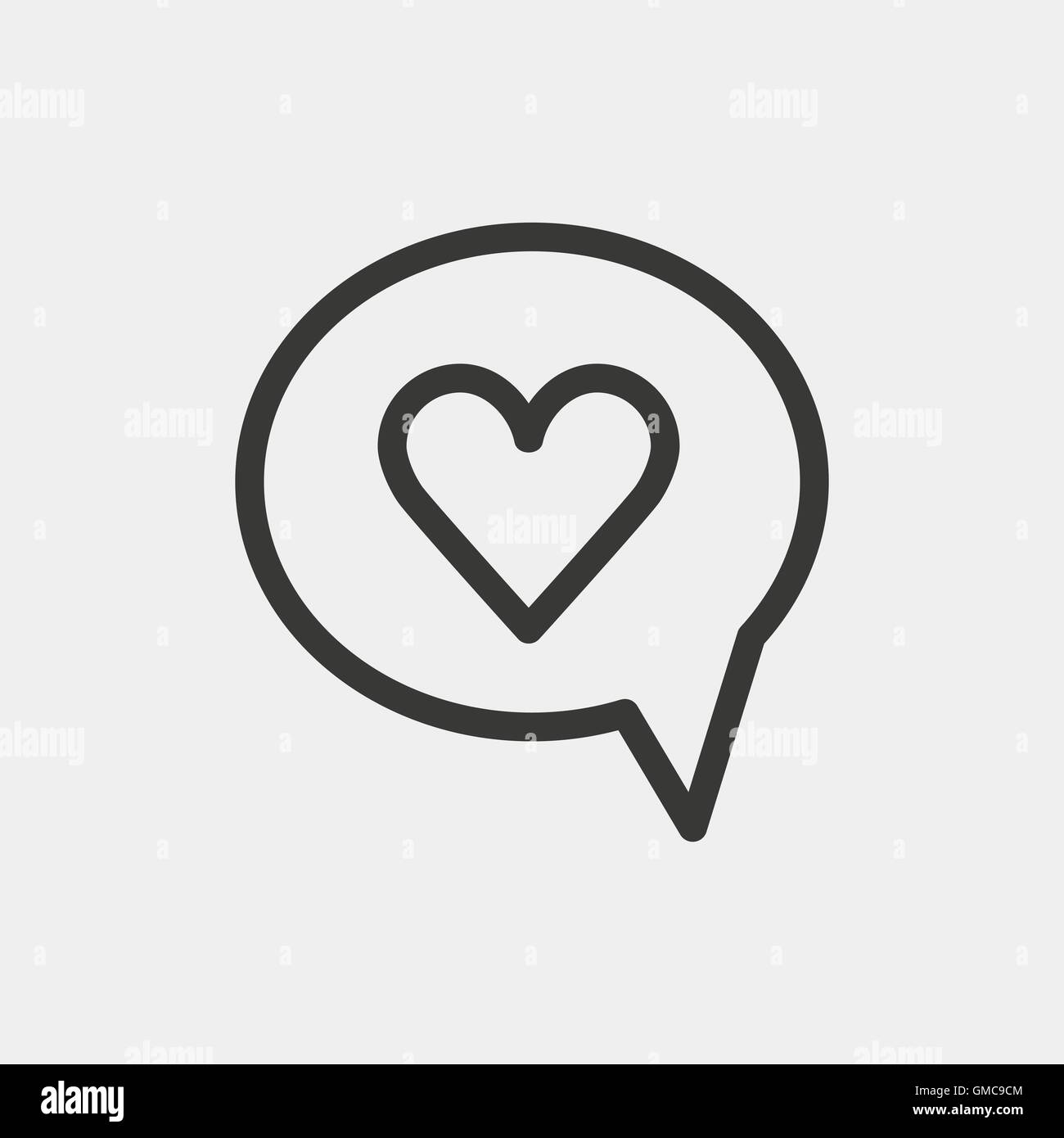 heart in bubble icon of brown outline for illustration Stock Vector ...