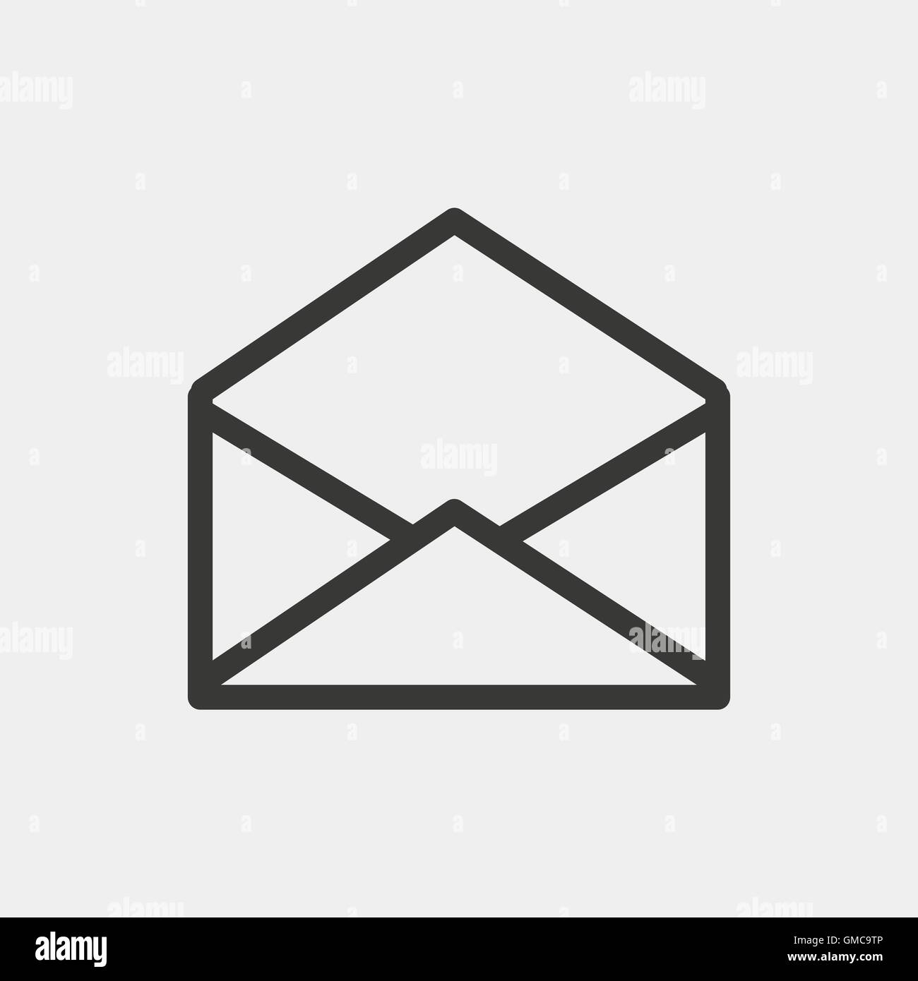 open envelope icon of brown outline for illustration Stock Vector Image ...