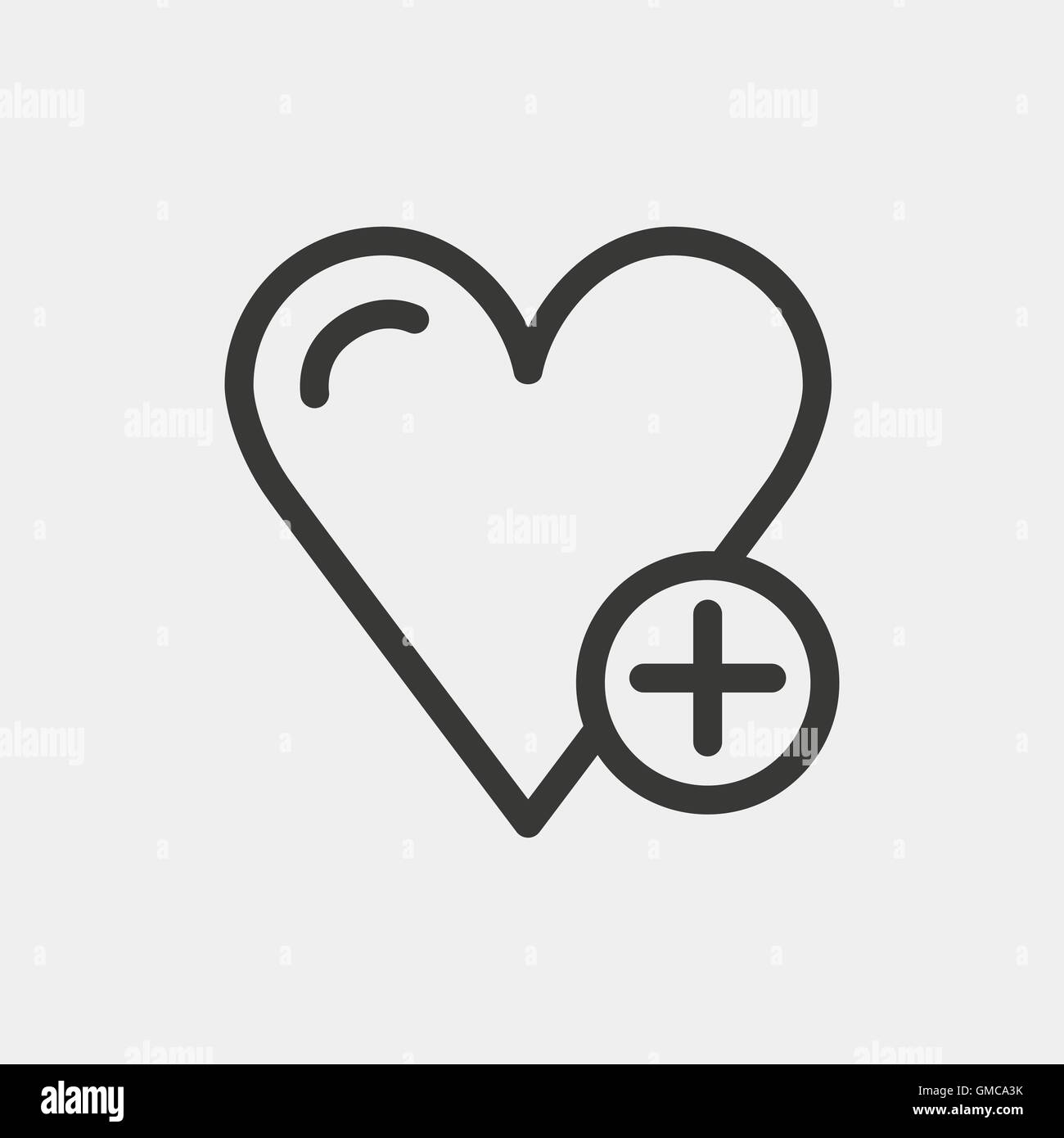 Heart outline symbol plus sign High Resolution Stock Photography and Images - Alamy