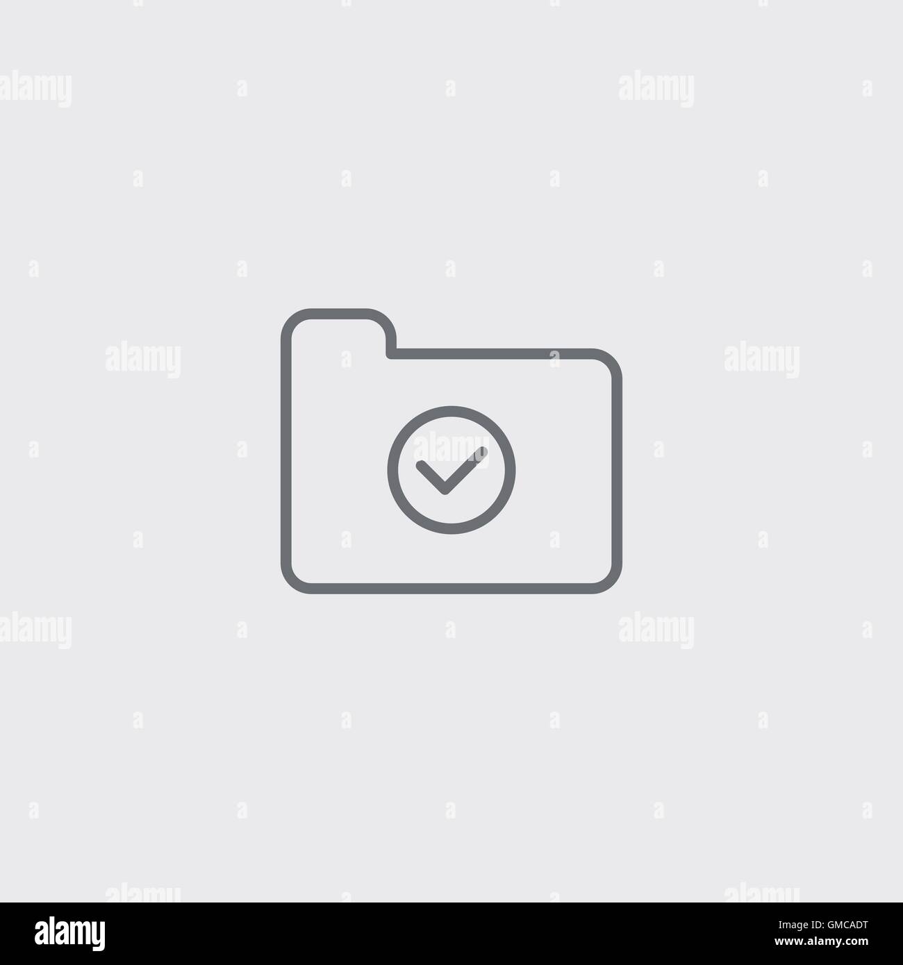 File icon with check mark in grey outline for application or decoration ...