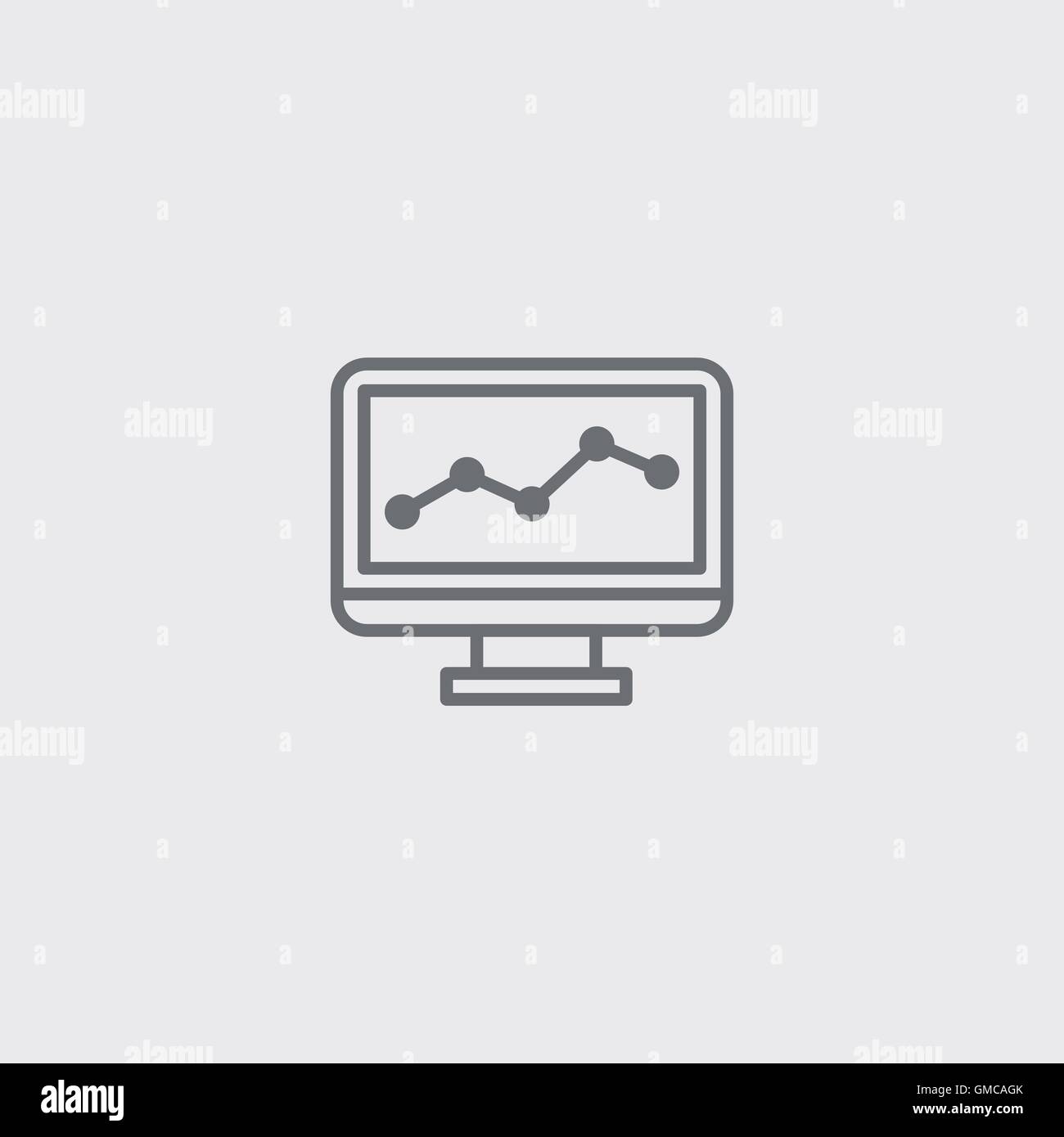 Graph chart sign icon on monitor of grey outline for webpage Stock ...