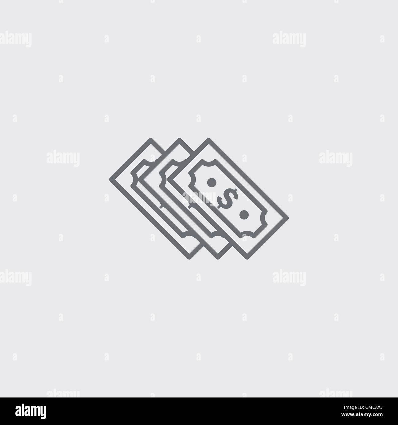 Dollar bill icon of grey outline for webpage Stock Vector Image & Art ...