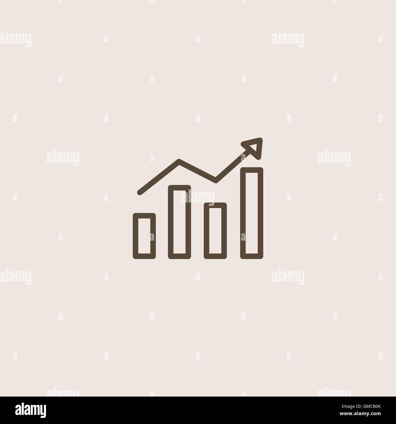 Growing graph icon of brown outline for webpage Stock Vector Image ...