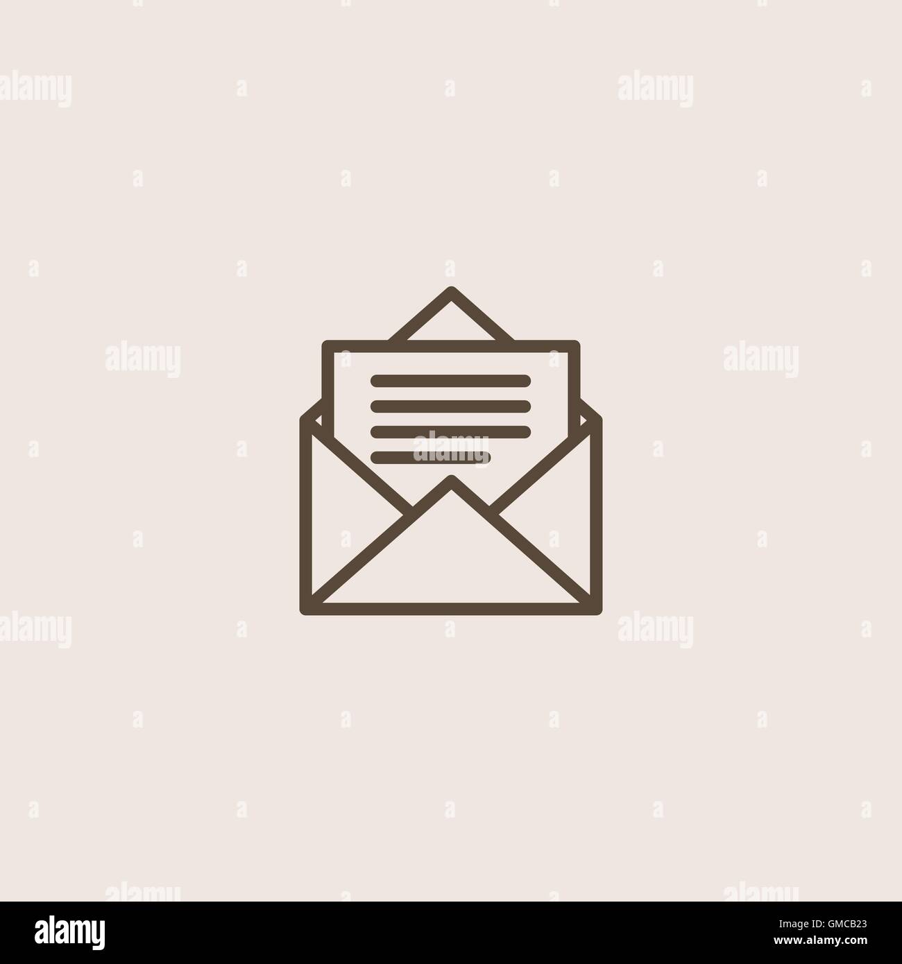 open envelope of brown outline for illustration Stock Vector Image ...