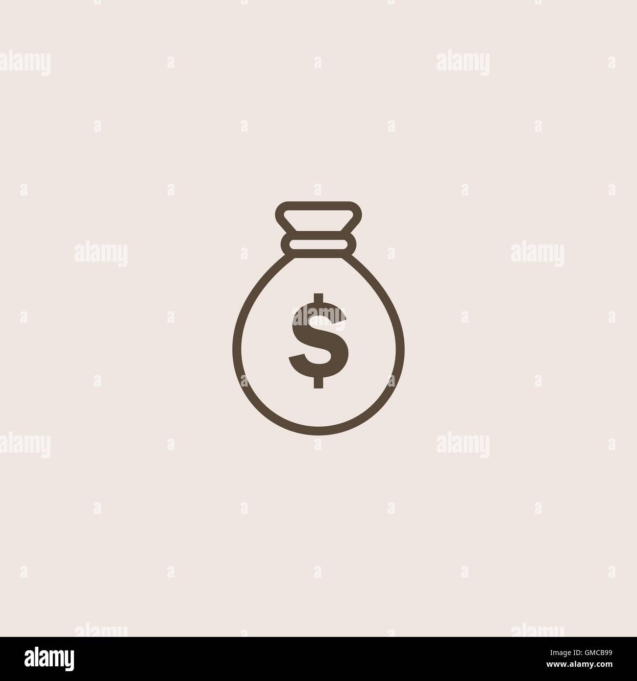 Money bag icon of brown outline for webpage Stock Vector Image & Art ...