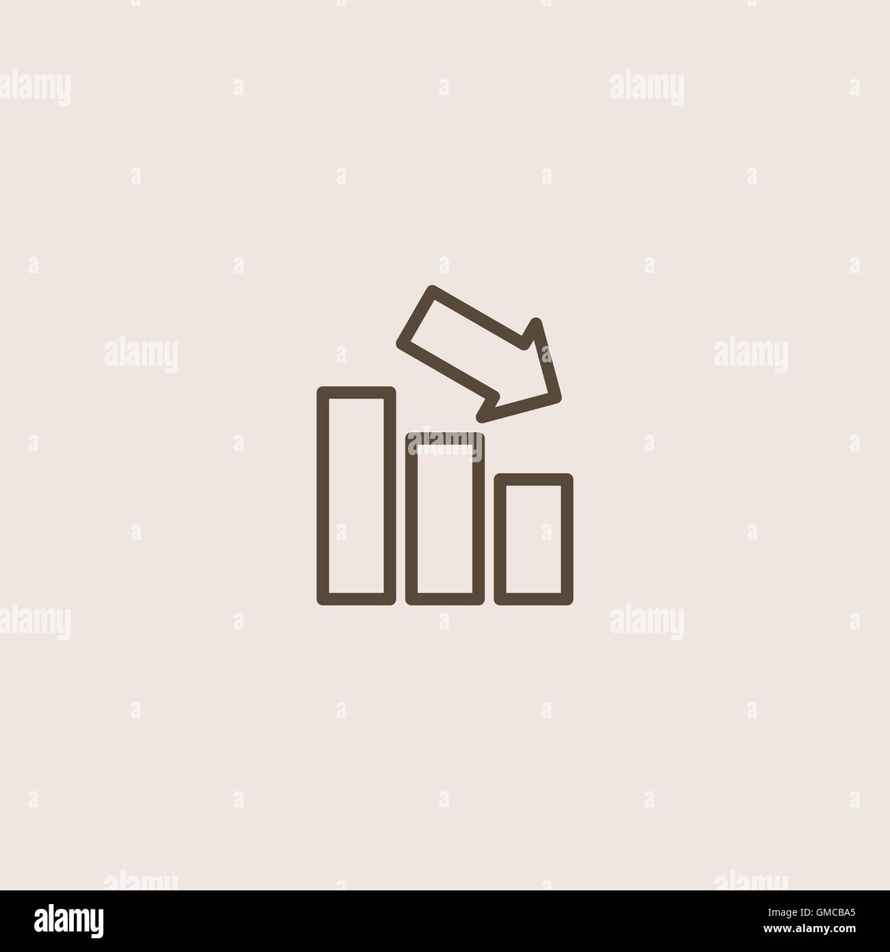 Declining graph icon of brown outline for webpage Stock Vector Image ...
