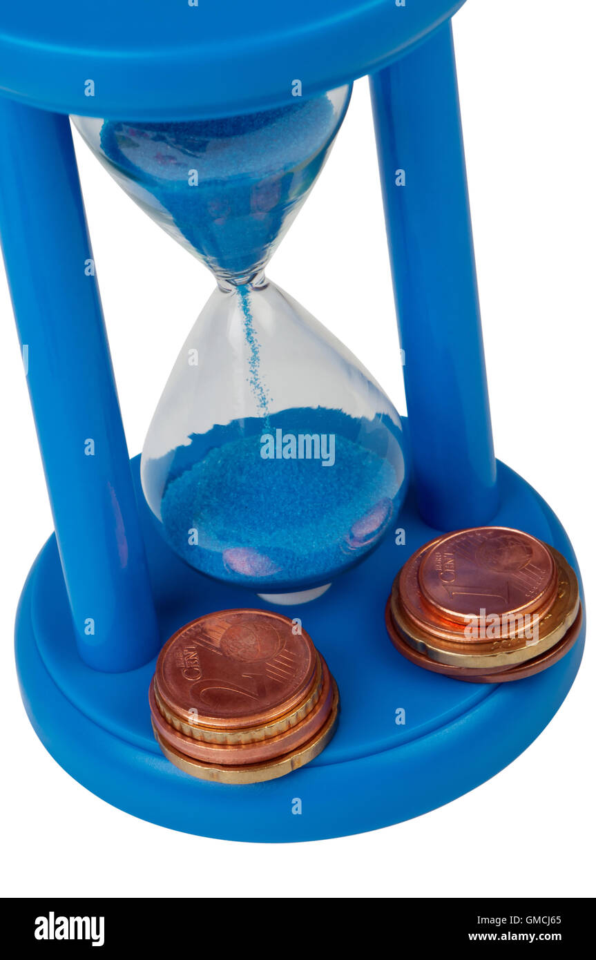 Time money sand glass european currency hi-res stock photography and ...