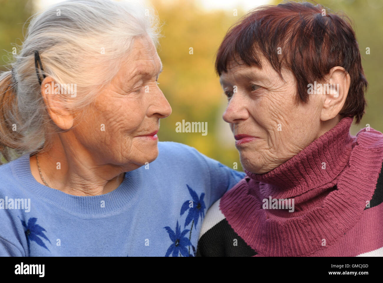 Two sisters of old age Stock Photo - Alamy