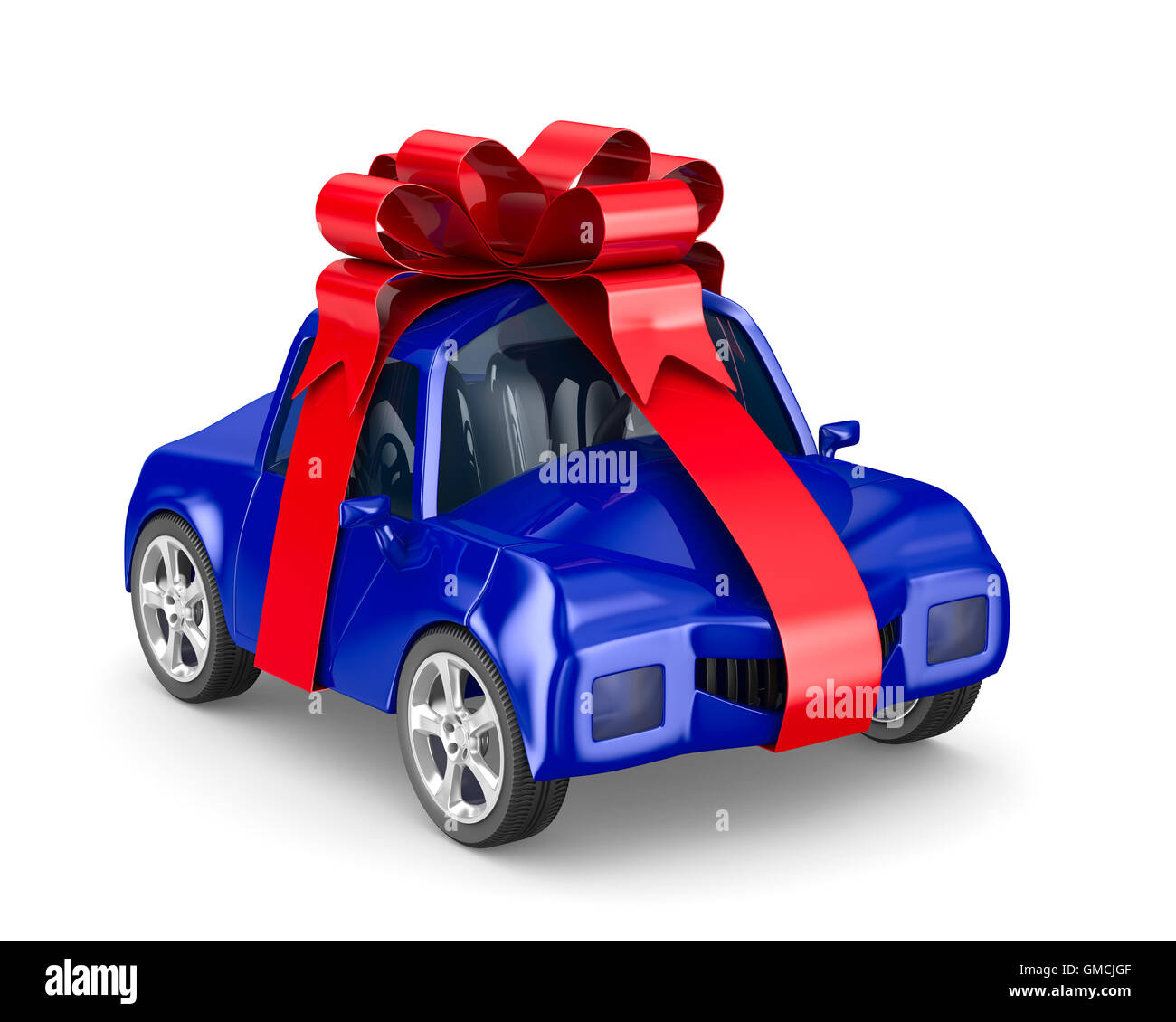 car in gift packing. Isolated 3D image Stock Photo - Alamy